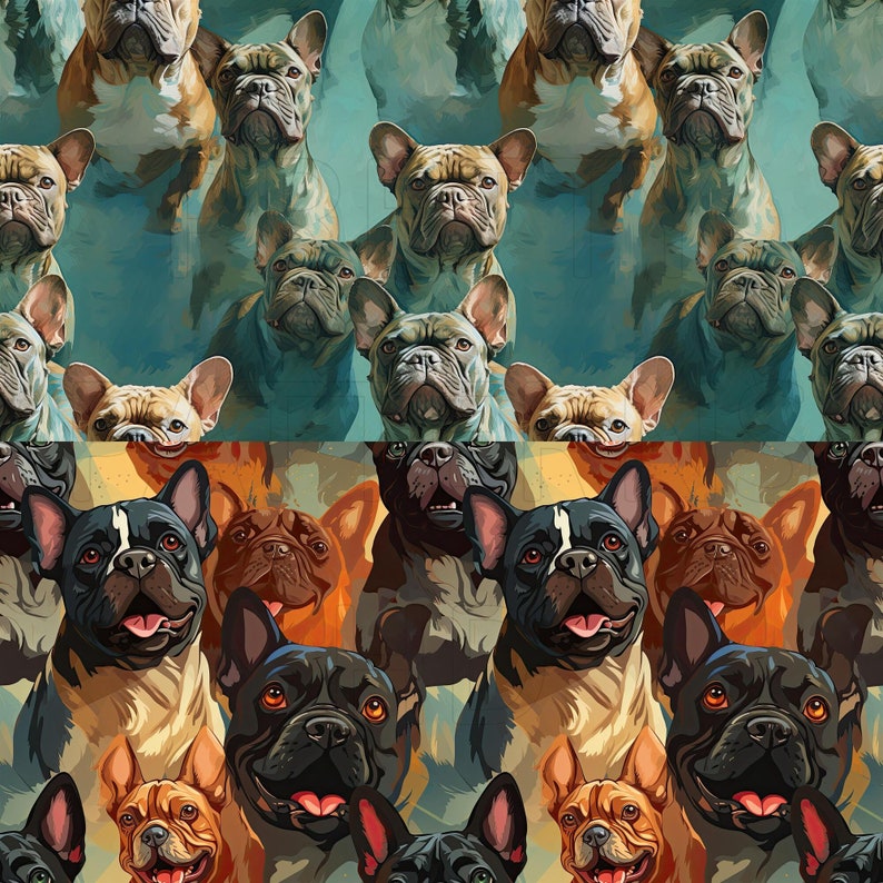 Dog Breeds French-bulldog #2 - 8 Printable Scrapbook Sheets - Seamless ...