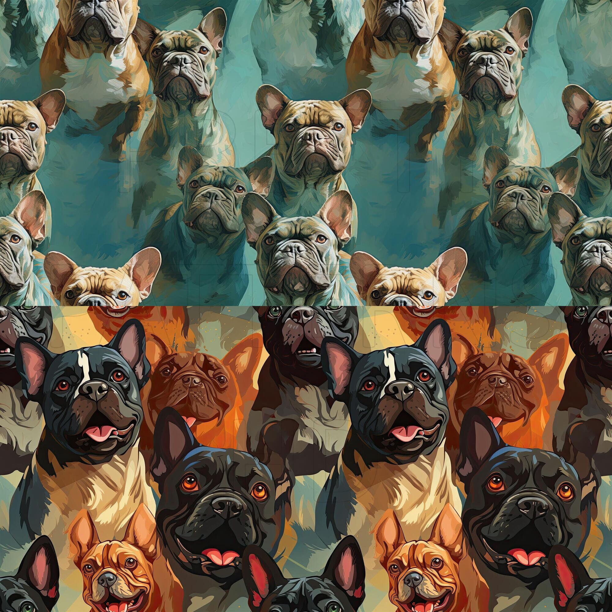 Dog Breeds French-bulldog #2 - 8 Printable Scrapbook Sheets - Seamless ...