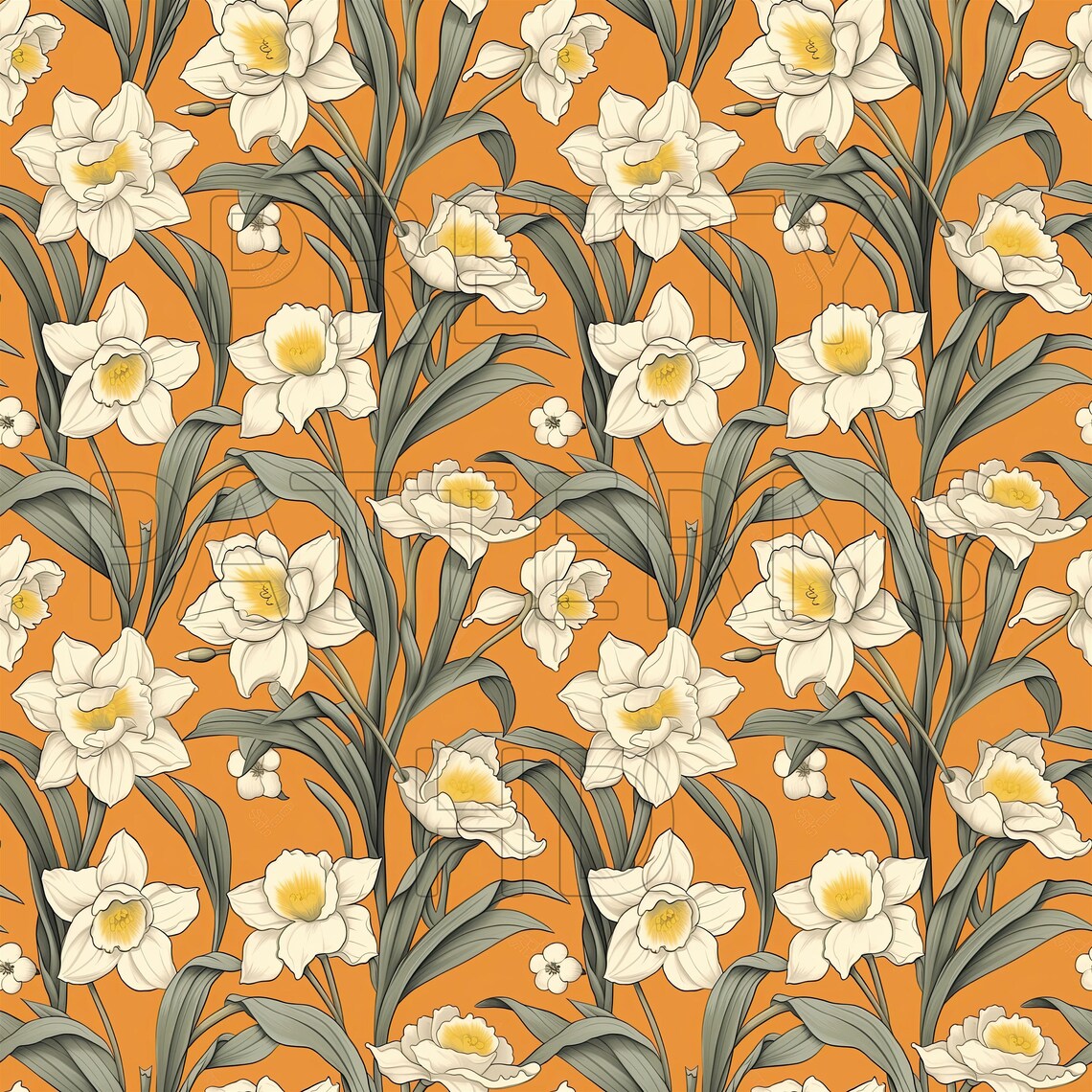 Vintage Wallpaper Daffodils #2 - 8 Printable Scrapbook Sheets ...