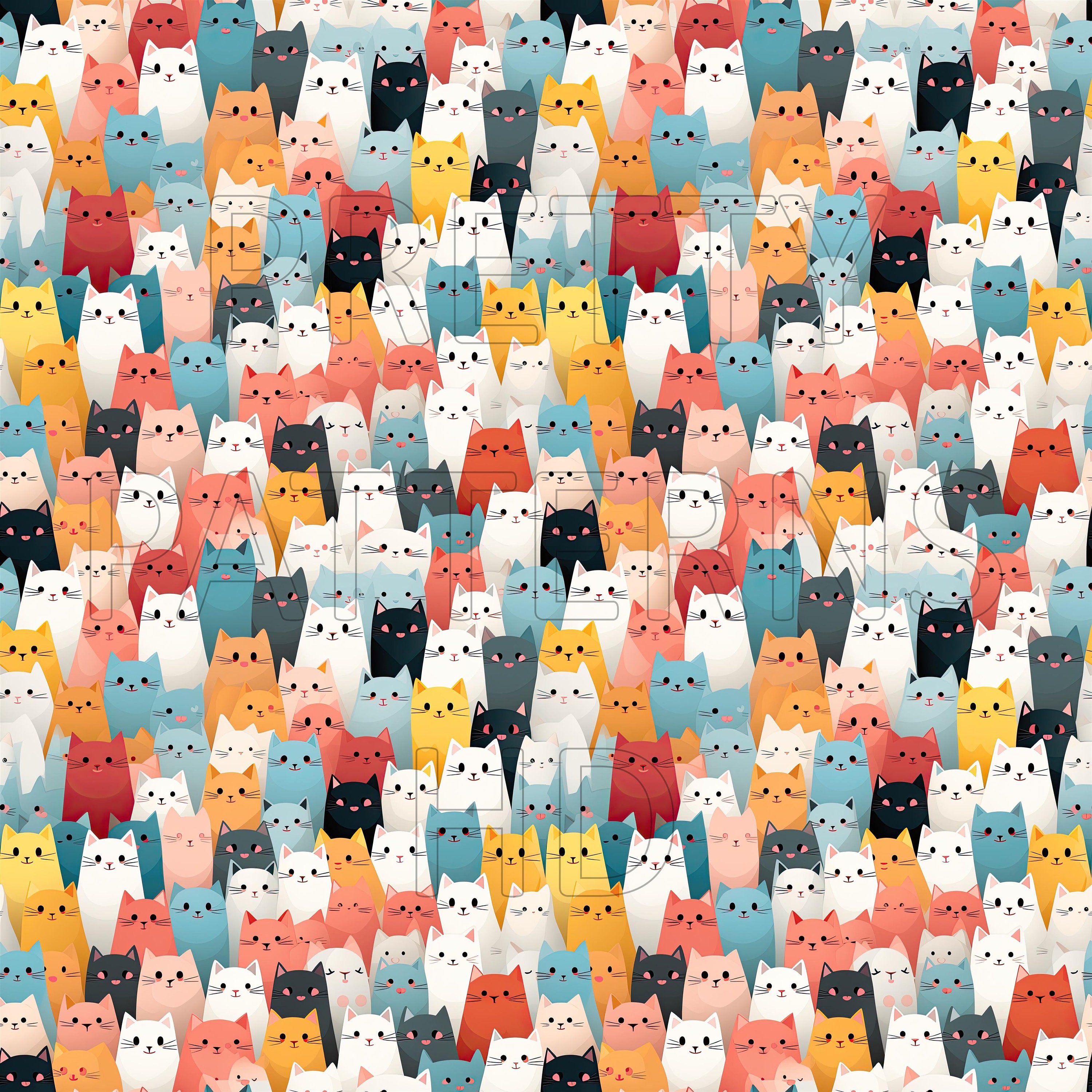 Cats #17 - 8 Printable Scrapbook Sheets - Seamless Tileable - Digital ...