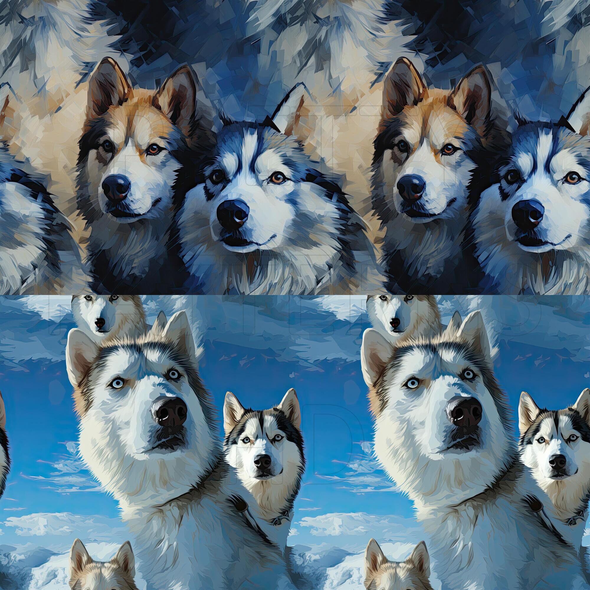 Dog Breeds Siberian Husky #2-8 Printable Scrapbook Sheets-seamless ...