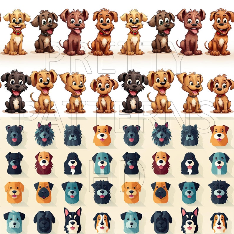 Cute Dogs #2 - 8 Printable Scrapbook Sheets - Seamless Tileable ...
