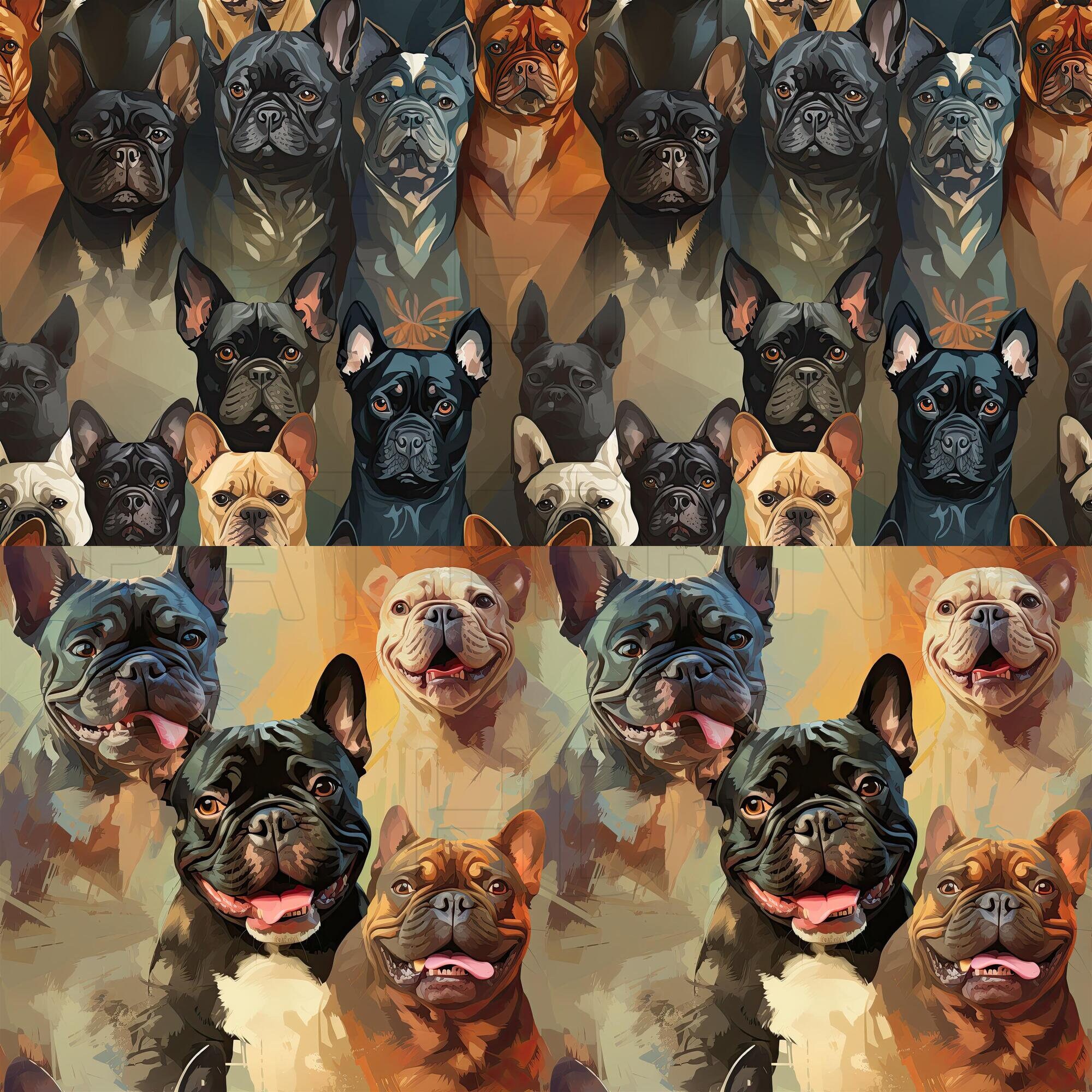 Dog Breeds French-bulldog #2 - 8 Printable Scrapbook Sheets - Seamless ...