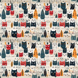 Cats #5 - 8 Printable Scrapbook Sheets - Seamless Tileable - Digital ...