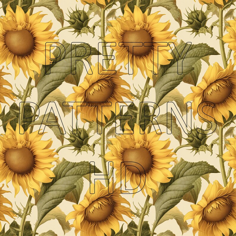 Illustrated Sunflowers #1 - 8 Printable Scrapbook Sheets - Continuous ...