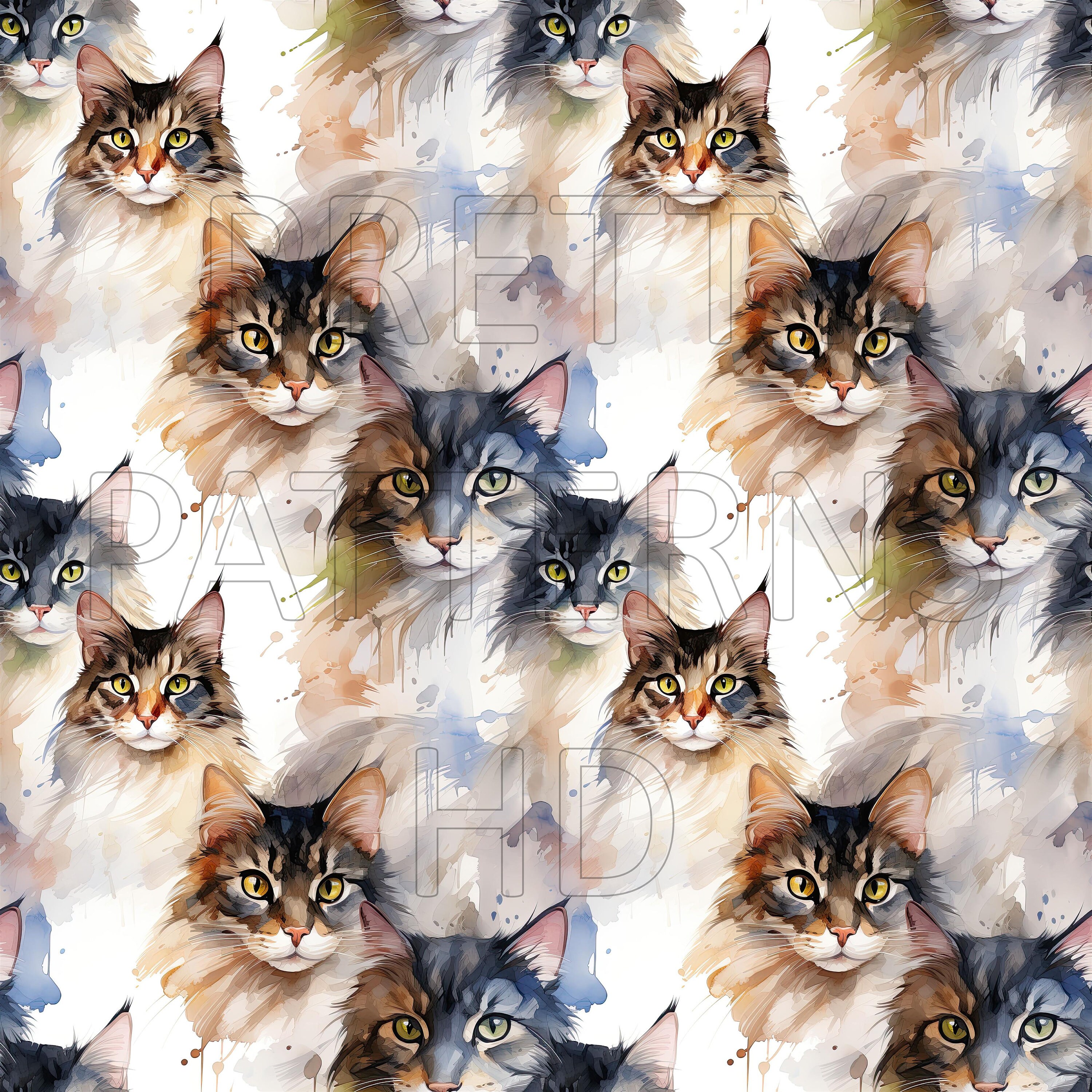 Cats #2 - 8 Printable Scrapbook Sheets - Seamless Tileable - Digital ...