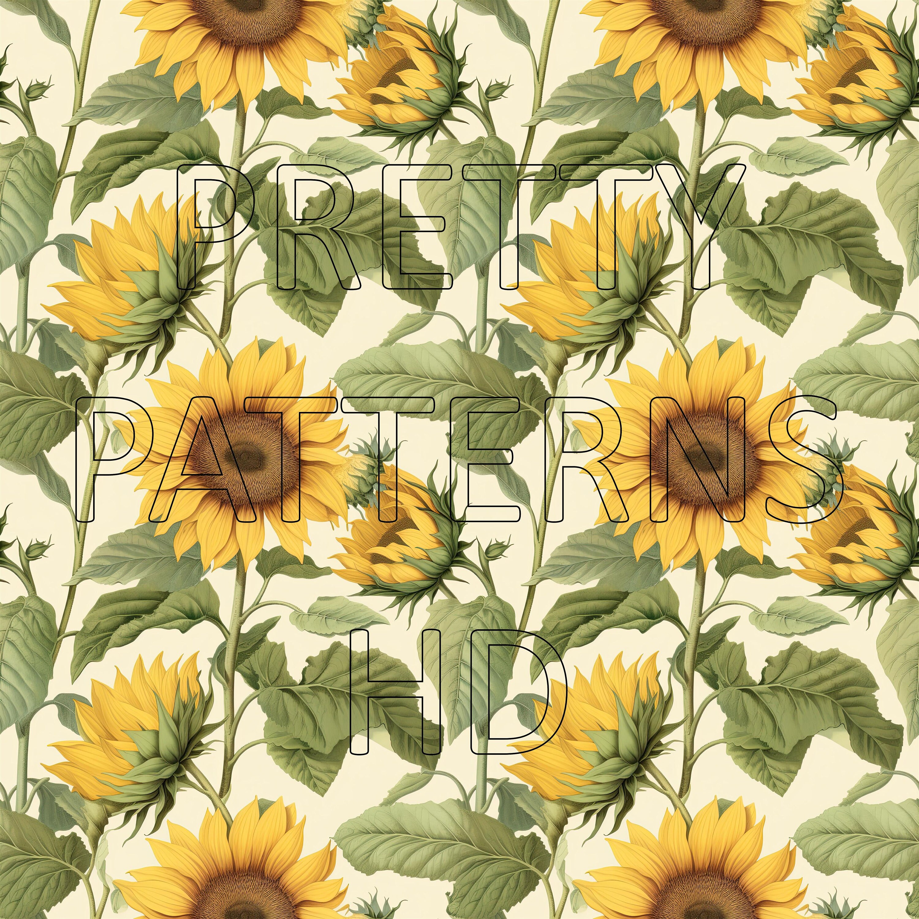 Illustrated Sunflowers #1 - 8 Printable Scrapbook Sheets - Continuous ...