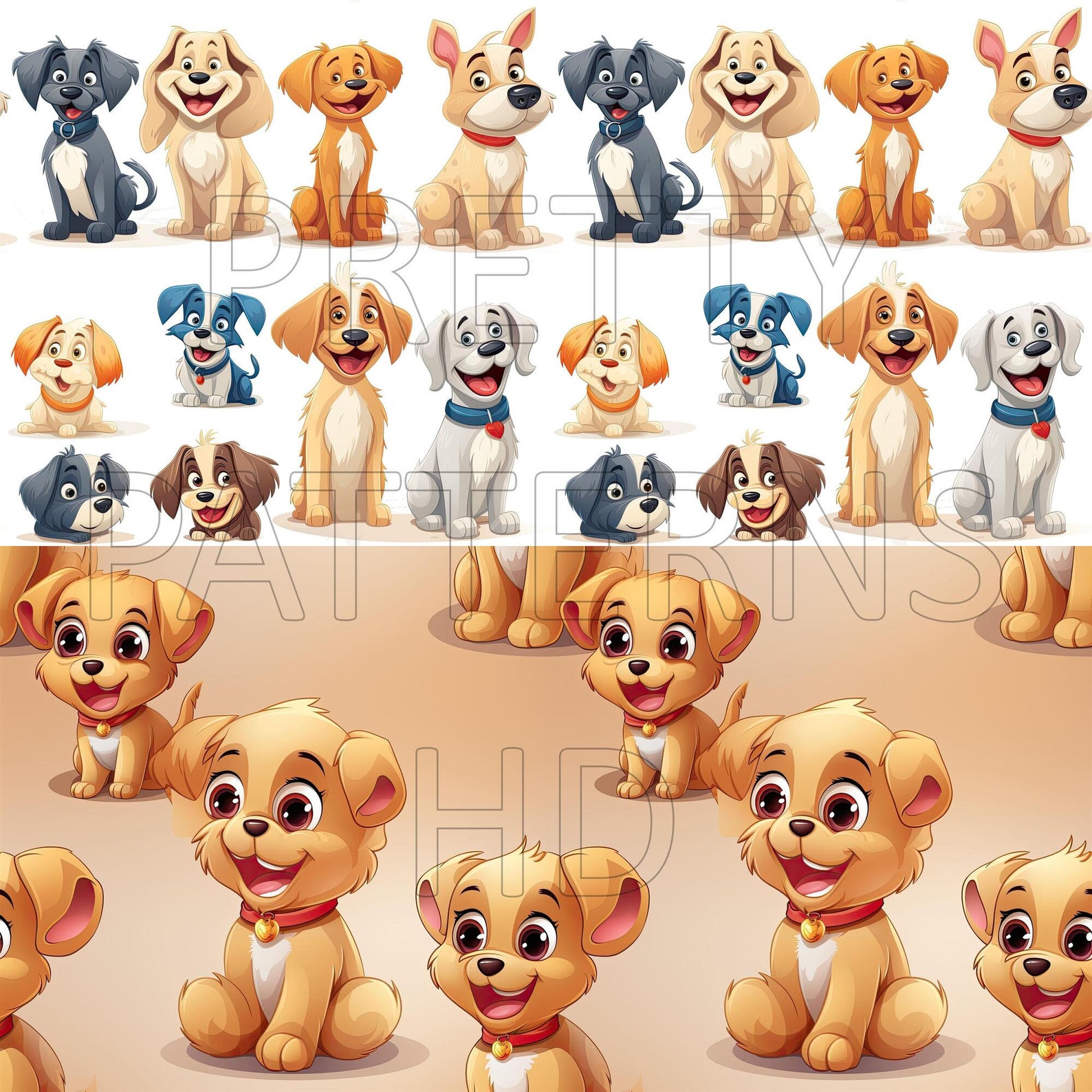 Cute Dogs #5 - 8 Printable Scrapbook Sheets - Seamless Tileable ...