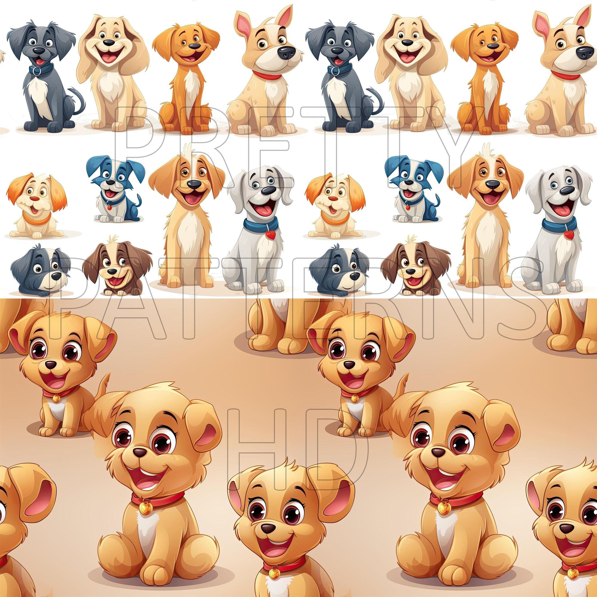 Cute Dogs #5 - 8 Printable Scrapbook Sheets - Seamless Tileable ...