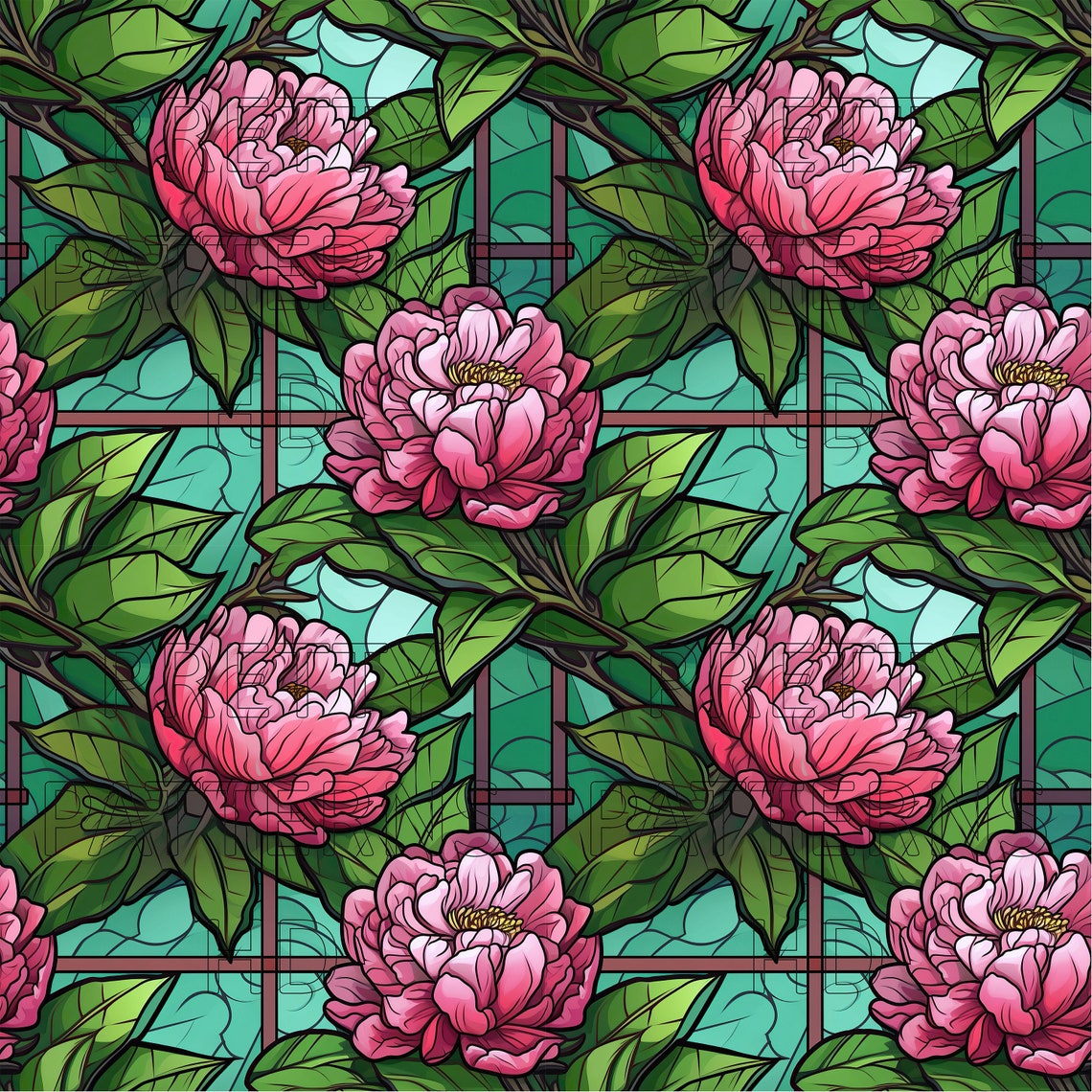 SG Peony #1 - 4 Printable Scrapbook Sheets - Continuous Seamless ...