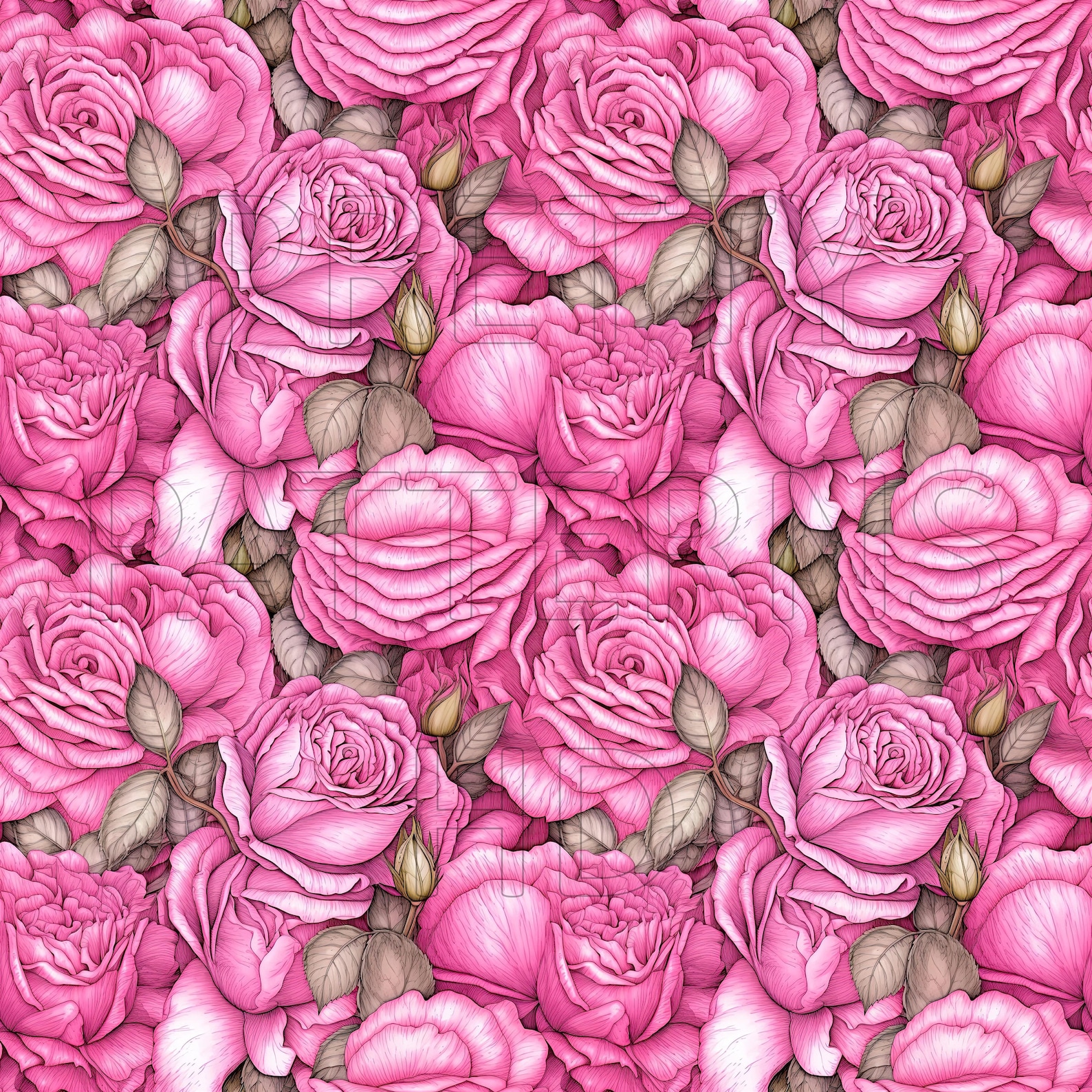 Illustrated Roses Pink #3 - 8 Printable Scrapbook Sheets - Seamless ...