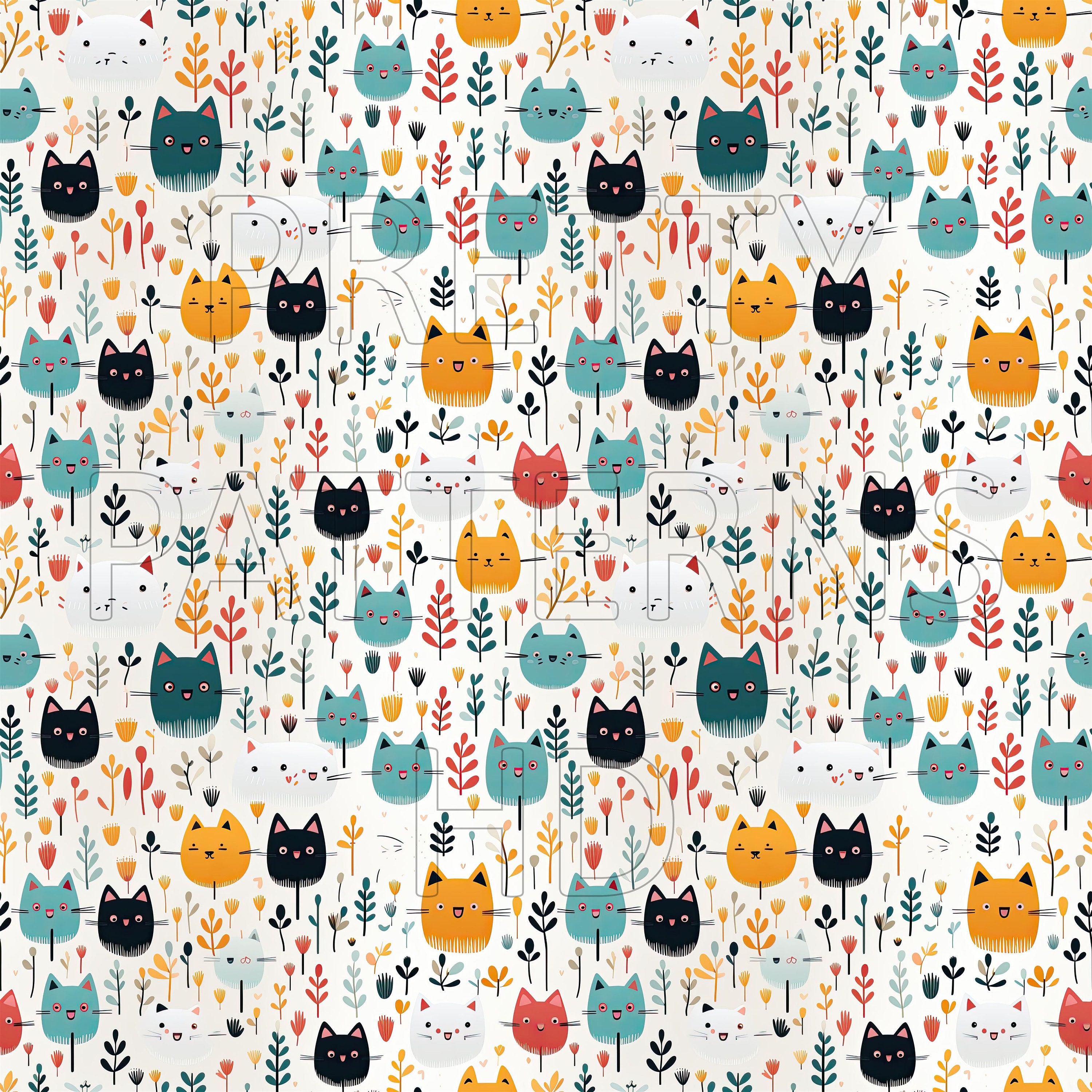 Cats #17 - 8 Printable Scrapbook Sheets - Seamless Tileable - Digital ...