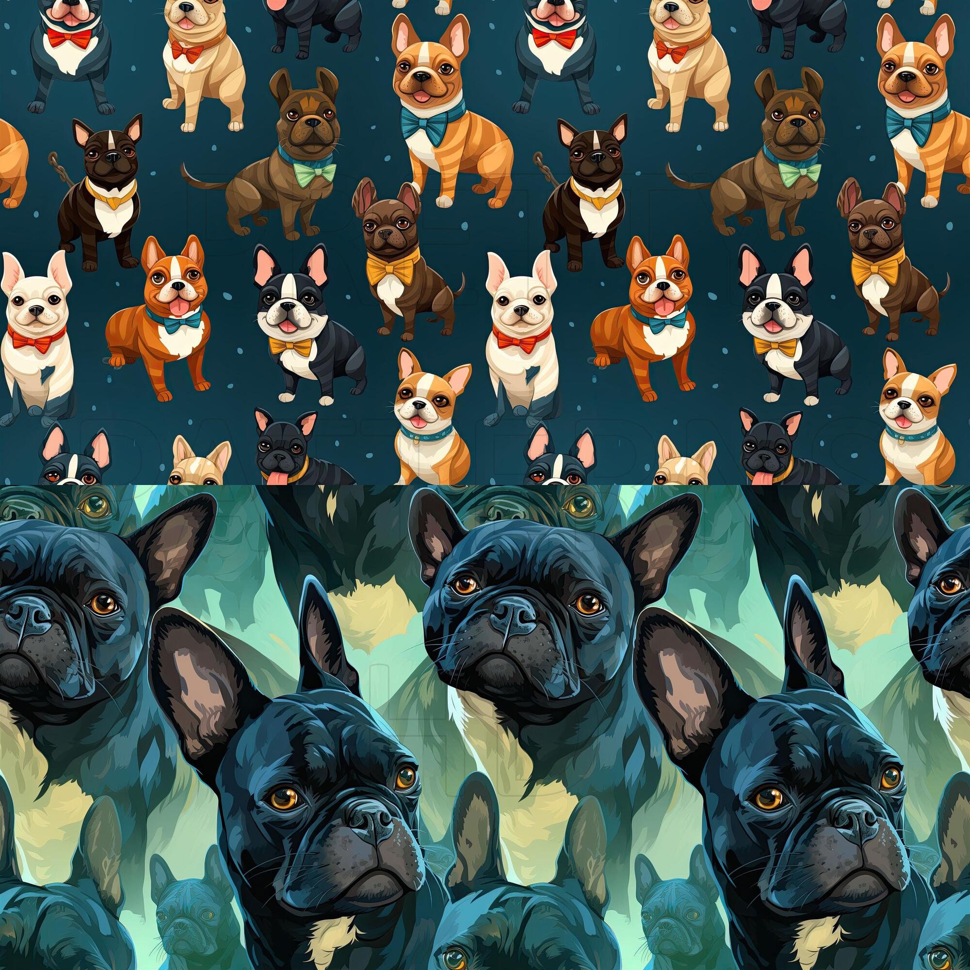 Dog Breeds French-bulldog #1 - 8 Printable Scrapbook Sheets - Seamless ...