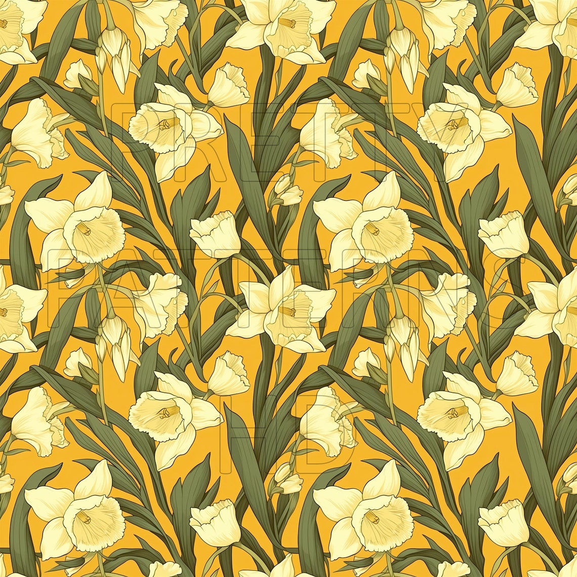Vintage Wallpaper Daffodils #2 - 8 Printable Scrapbook Sheets ...