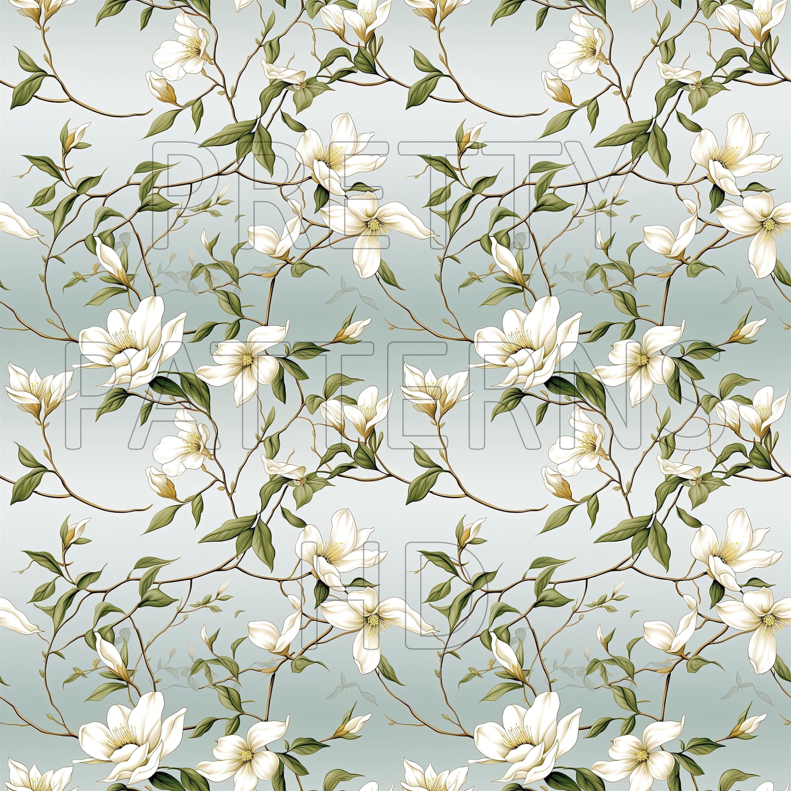 Lineart Watercolor Jasmine #2 - 8 Printable Scrapbook Sheets - Seamless ...