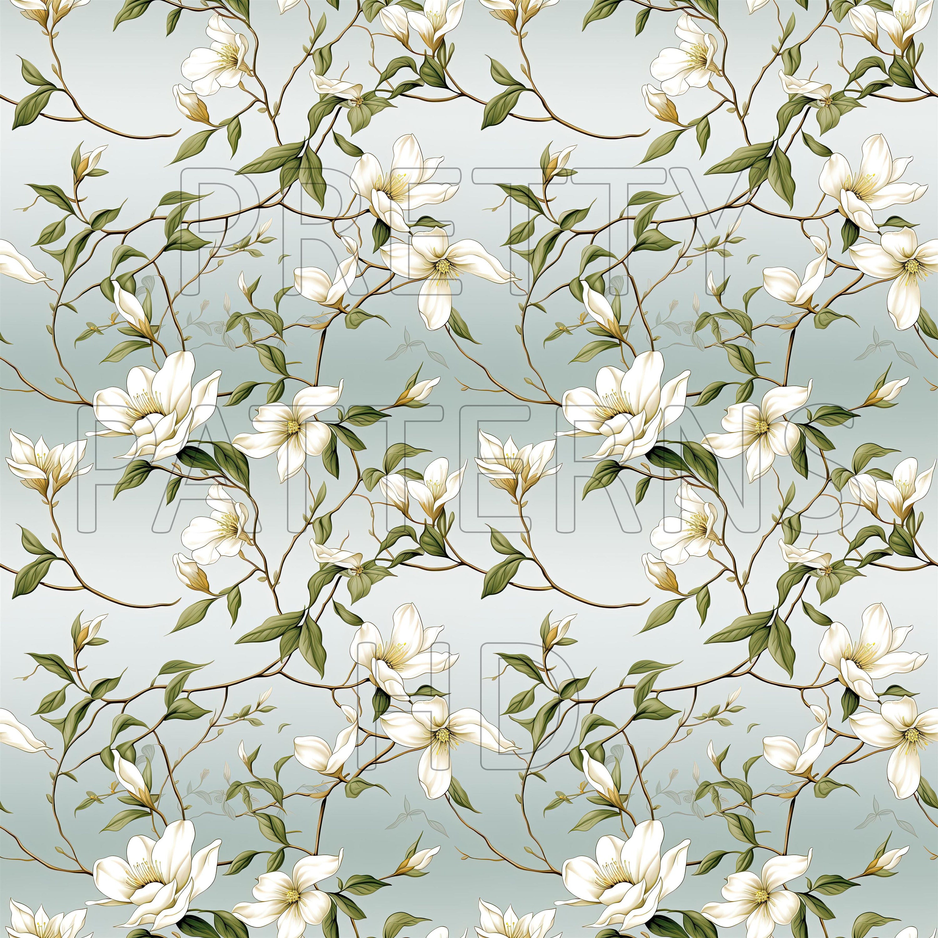 Lineart Watercolor Jasmine #2 - 8 Printable Scrapbook Sheets - Seamless ...