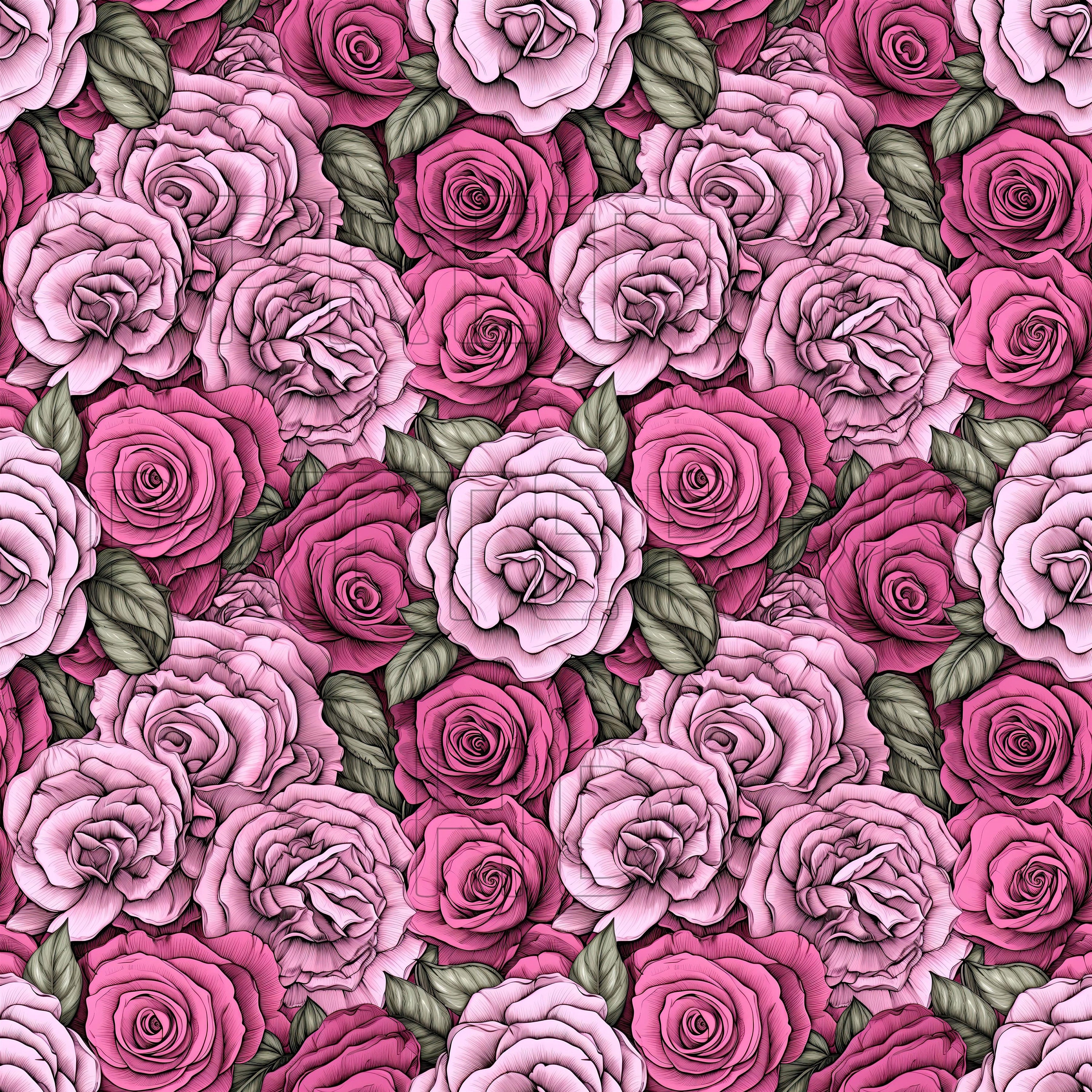 Illustrated Roses Pink #2 - 8 Printable Scrapbook Sheets - Seamless ...