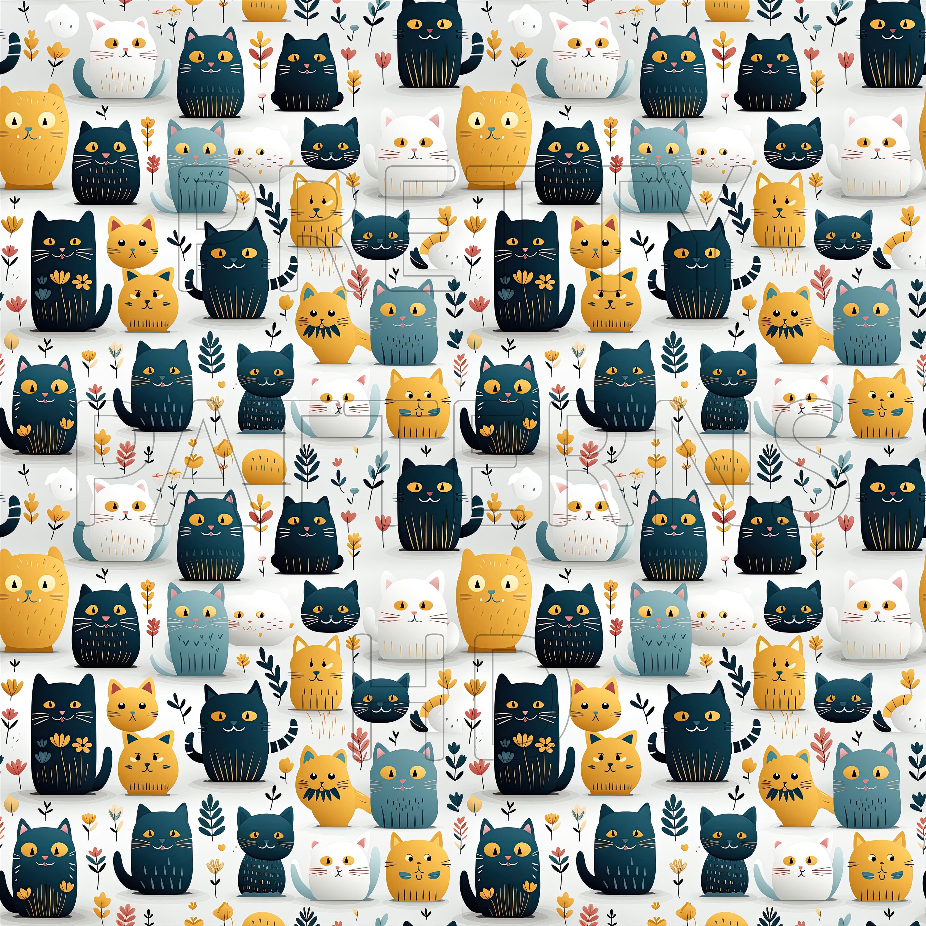 Cats #11 - 8 Printable Scrapbook Sheets - Seamless Tileable - Digital ...
