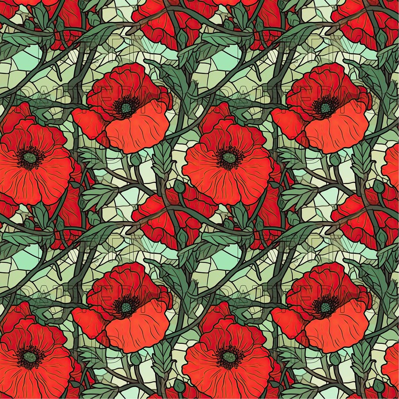 SG Poppy #1 - 4 Printable Scrapbook Sheets - Continuous Seamless ...