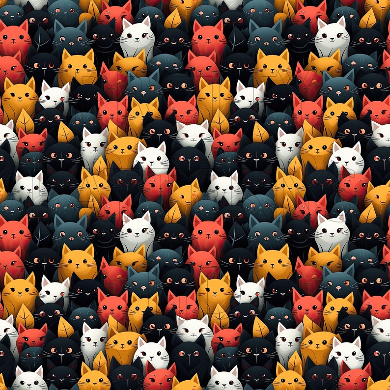 Cats 4 8 Printable Scrapbook Sheets Seamless Tileable Digital ...