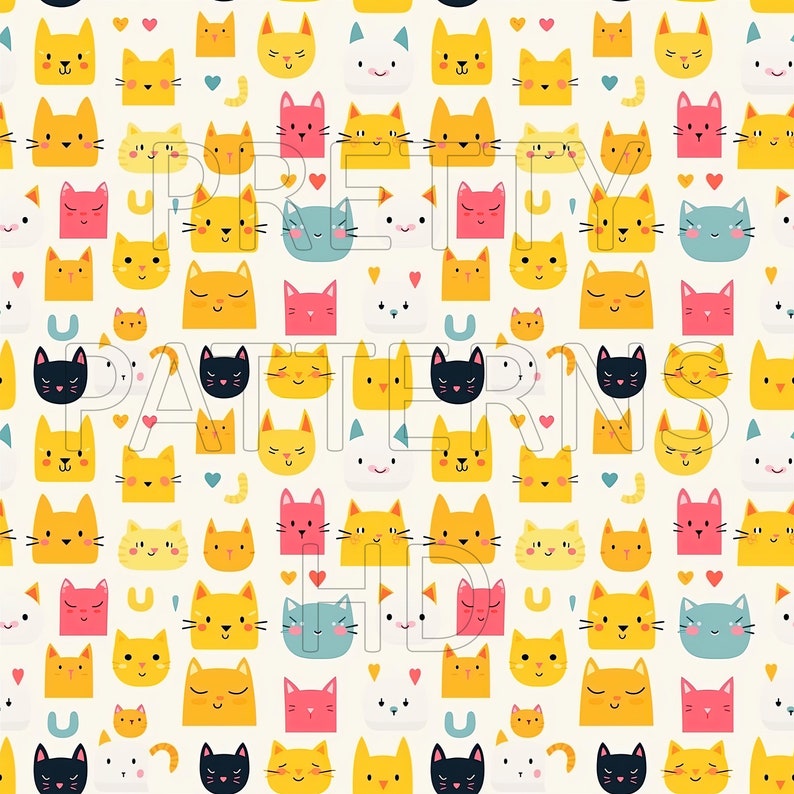 Cats #13 - 8 Printable Scrapbook Sheets - Seamless Tileable - Digital ...