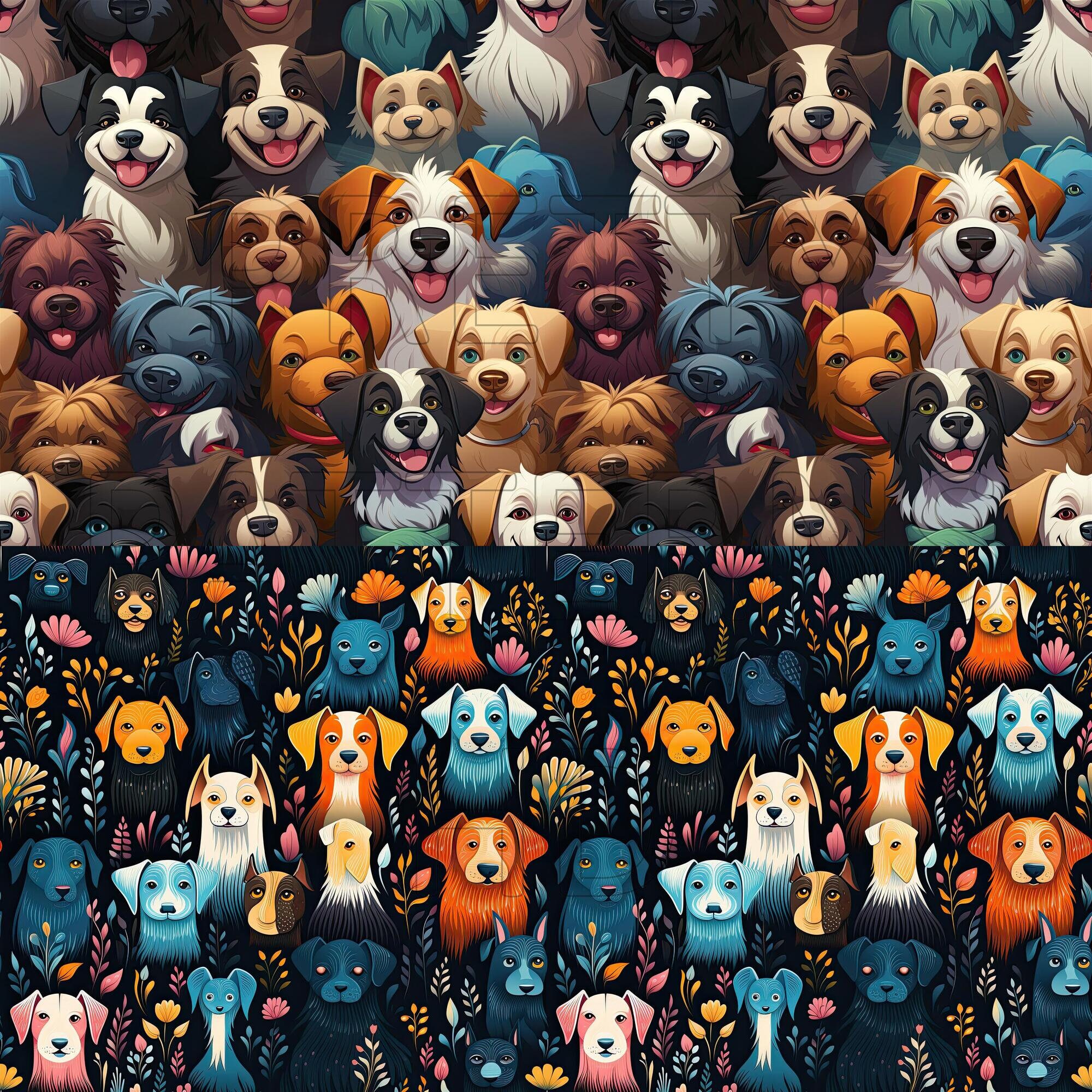 Cute Dogs #9 - 8 Printable Scrapbook Sheets - Seamless Tileable ...