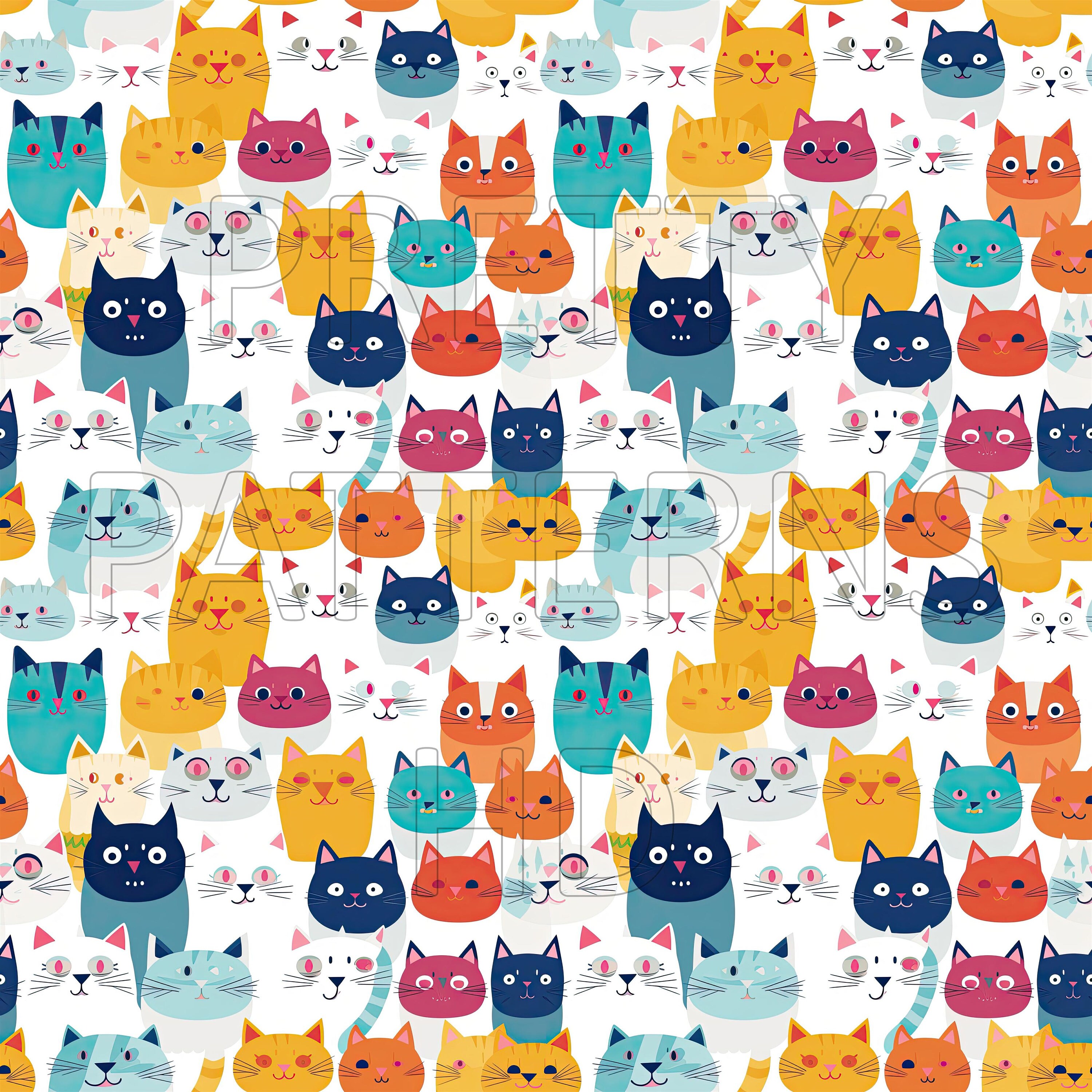 Cats #16 - 8 Printable Scrapbook Sheets - Seamless Tileable - Digital ...