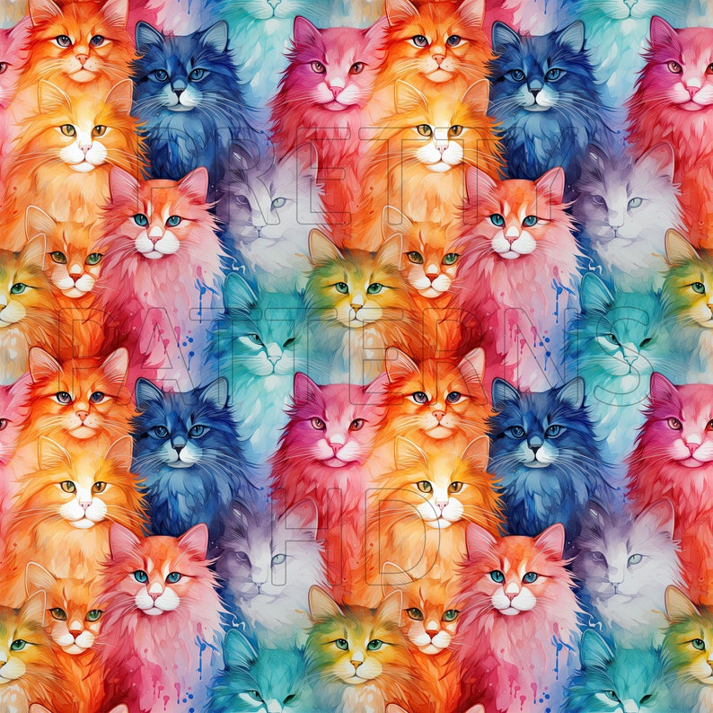 Cats 4 8 Printable Scrapbook Sheets Seamless Tileable Digital ...