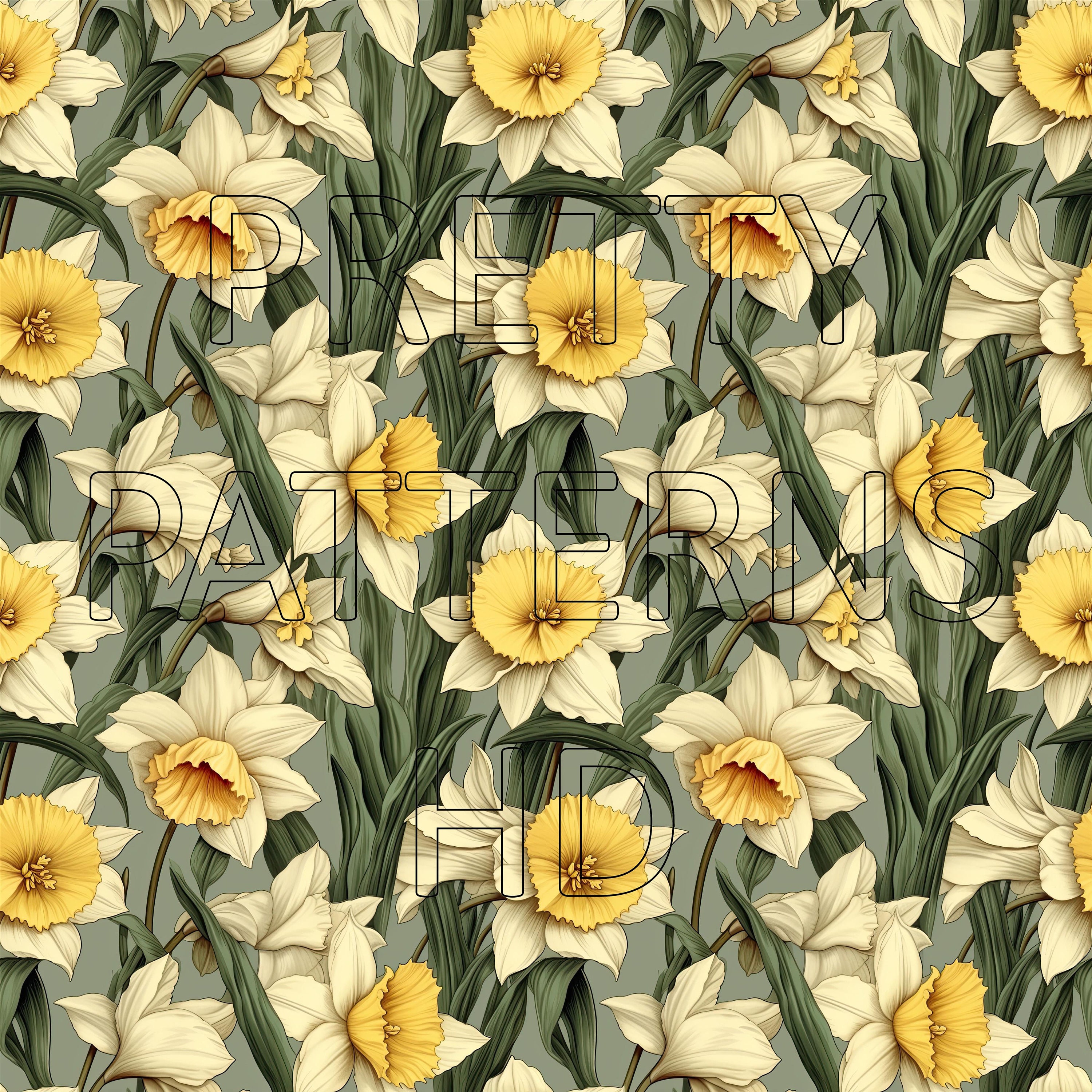 Illustrated Daffodils #1 - 8 Printable Scrapbook Sheets - Continuous ...