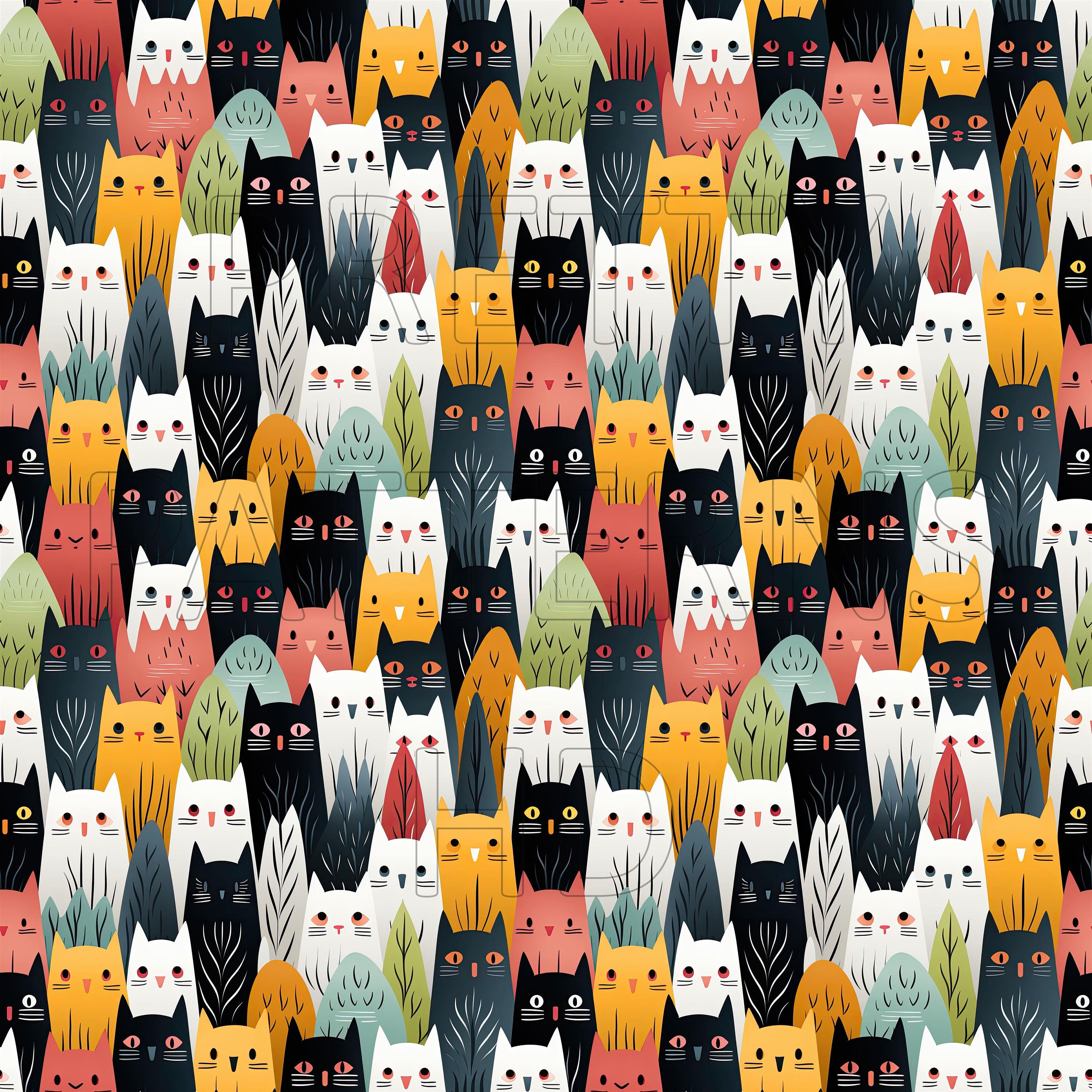 Cats #2 - 8 Printable Scrapbook Sheets - Seamless Tileable - Digital ...