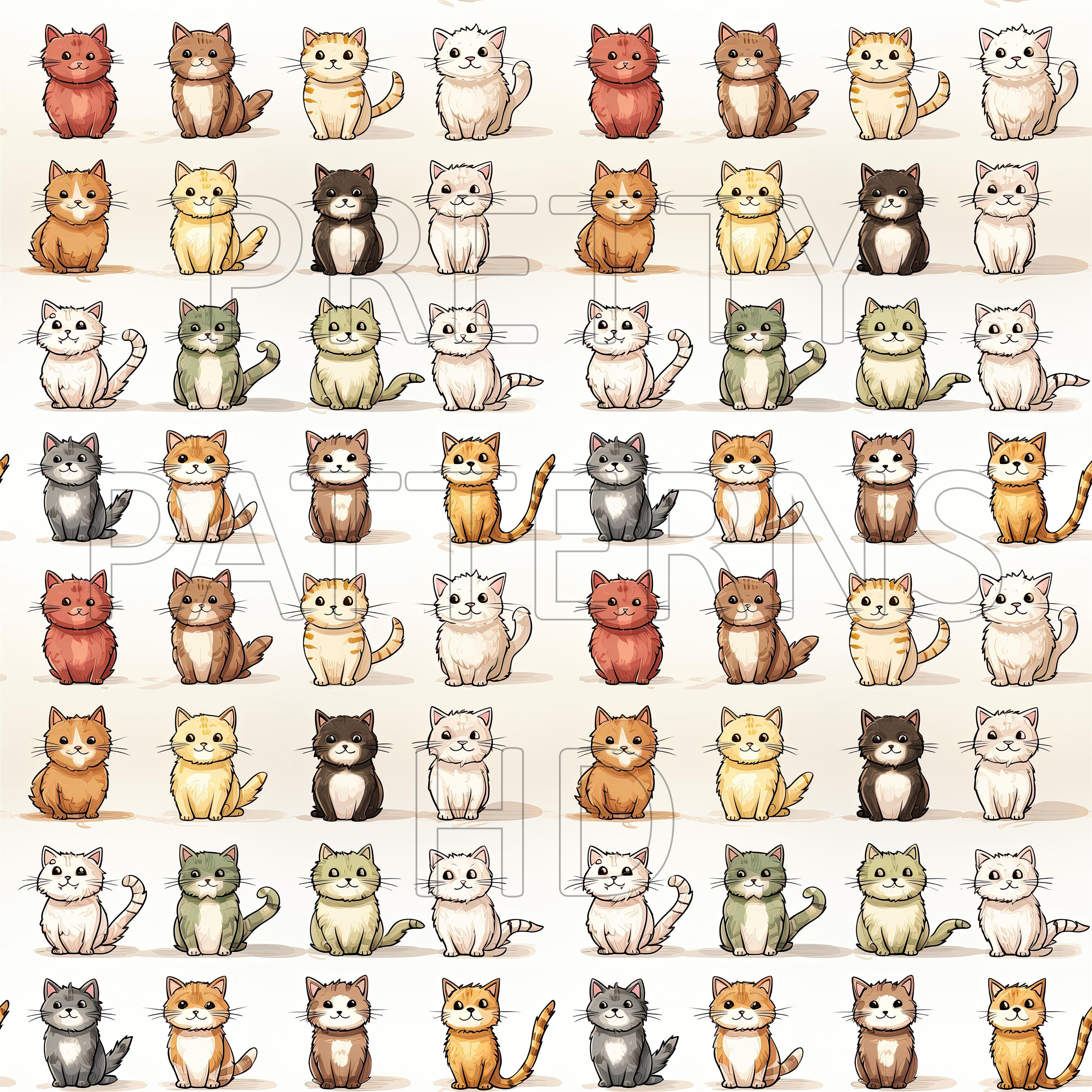 Cats #6 - 8 Printable Scrapbook Sheets - Seamless Tileable - Digital ...