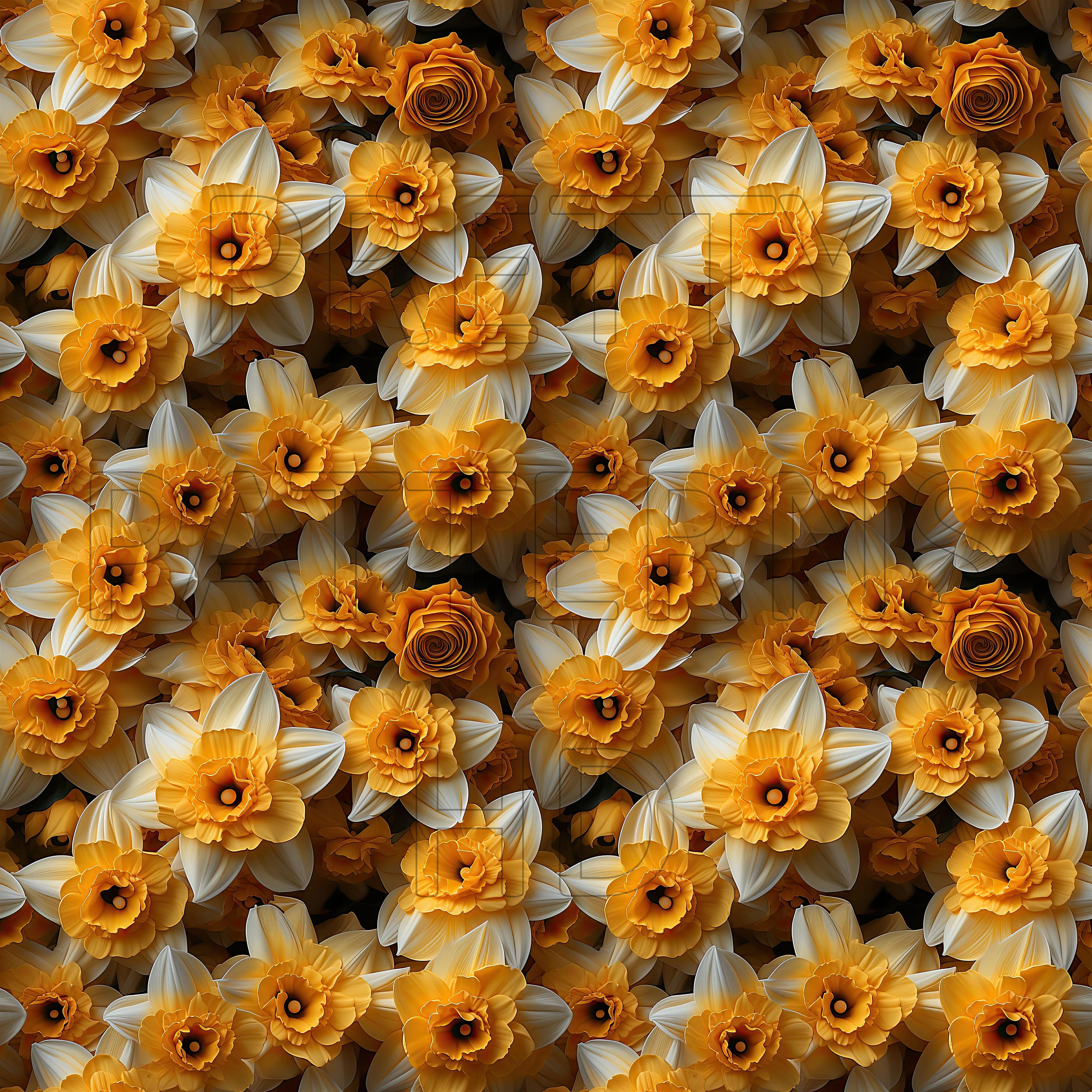 Hyper Realistic Daffodils #1 - 8 Printable Scrapbook Sheets - Seamless ...