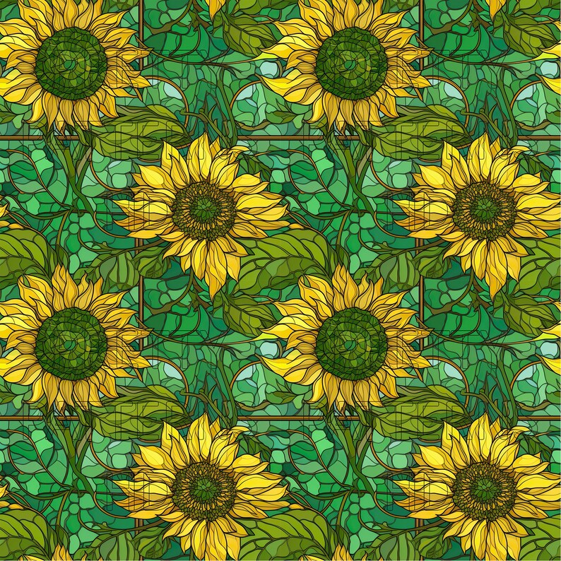 SG Sunflower #1 - 4 Printable Scrapbook Sheets - Continuous Seamless ...