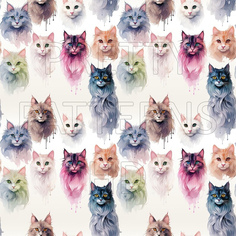 Cats #3 - 8 Printable Scrapbook Sheets - Seamless Tileable - Digital ...