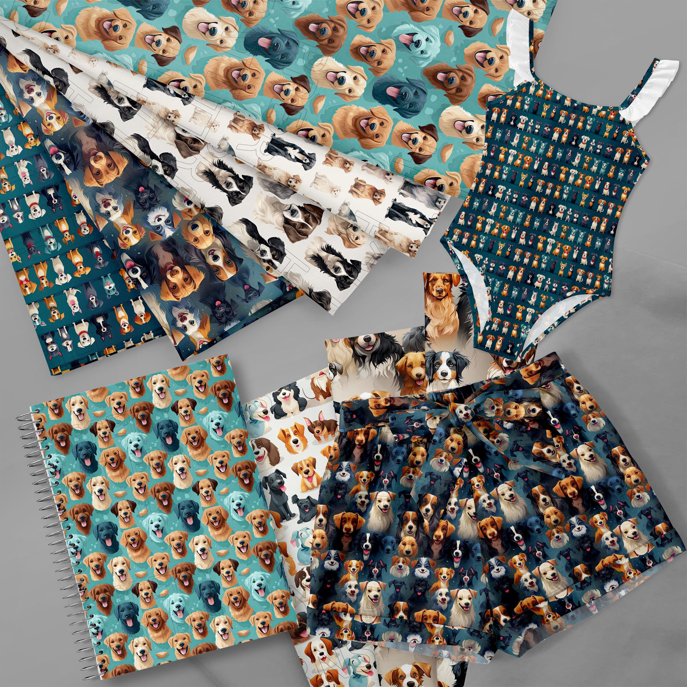 Cute Dogs #20 - 8 Printable Scrapbook Sheets - Seamless Tileable ...