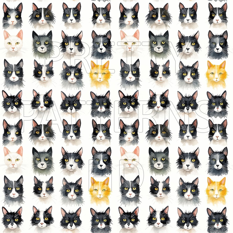 Cats 4 8 Printable Scrapbook Sheets Seamless Tileable Digital ...