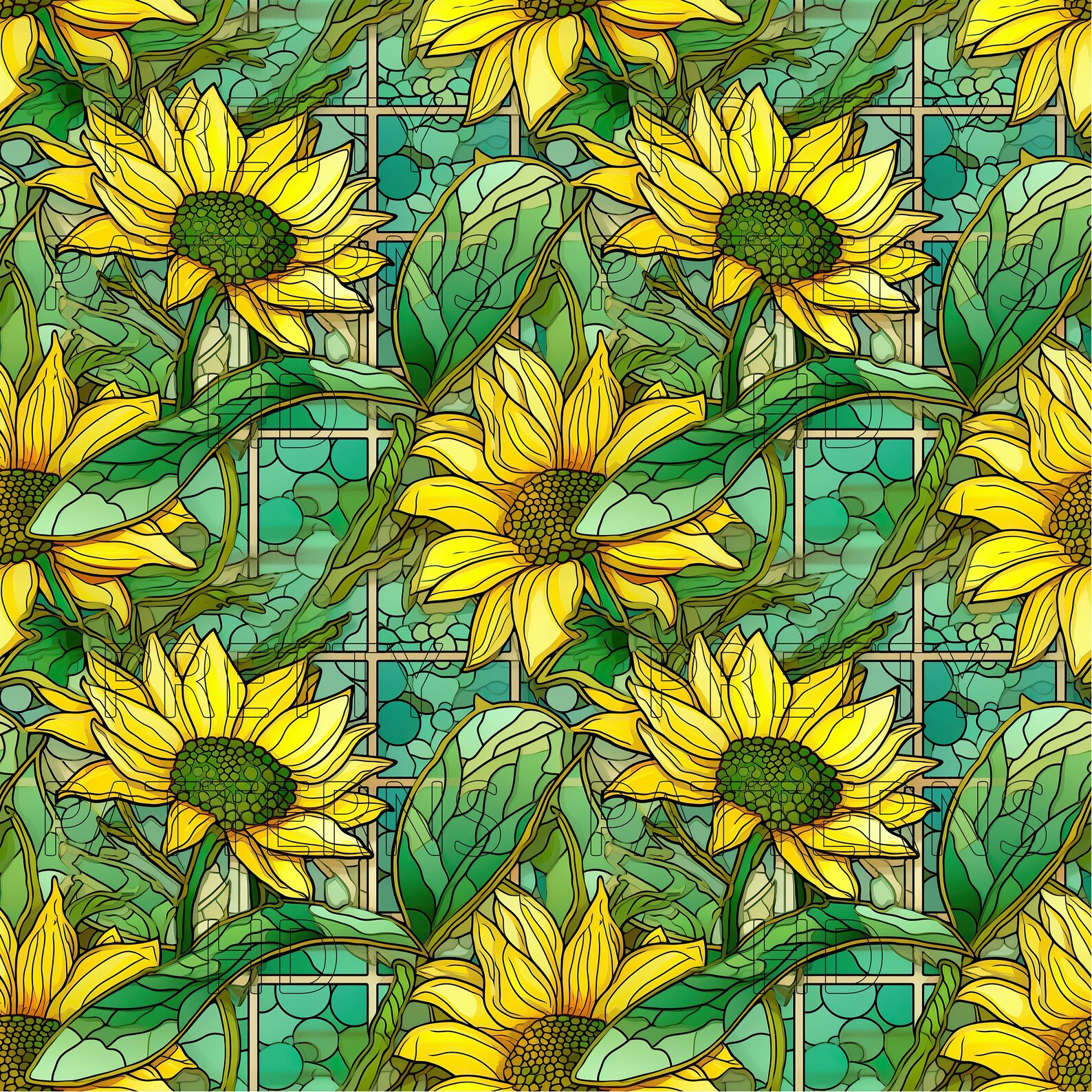 SG Sunflower #1 - 4 Printable Scrapbook Sheets - Continuous Seamless ...