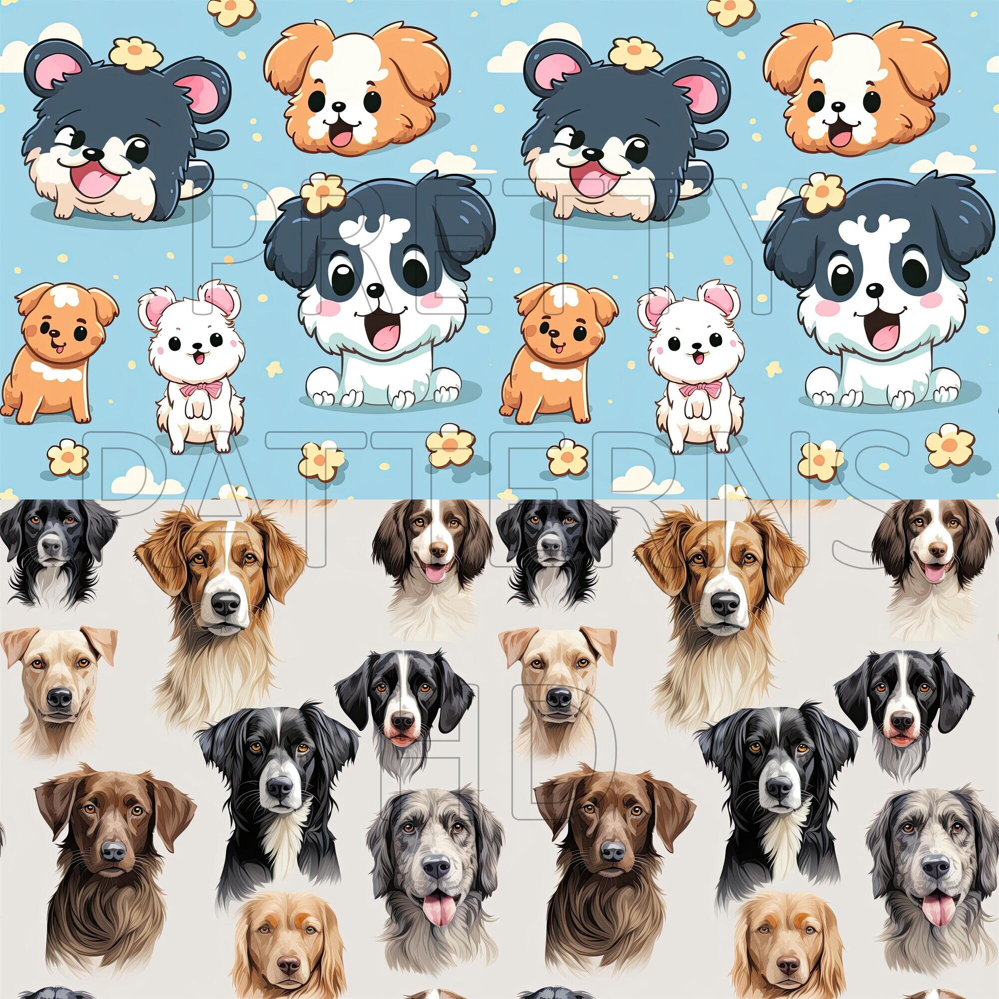 Cute Dogs 1 8 Printable Scrapbook Sheets Seamless Tileable Digital ...