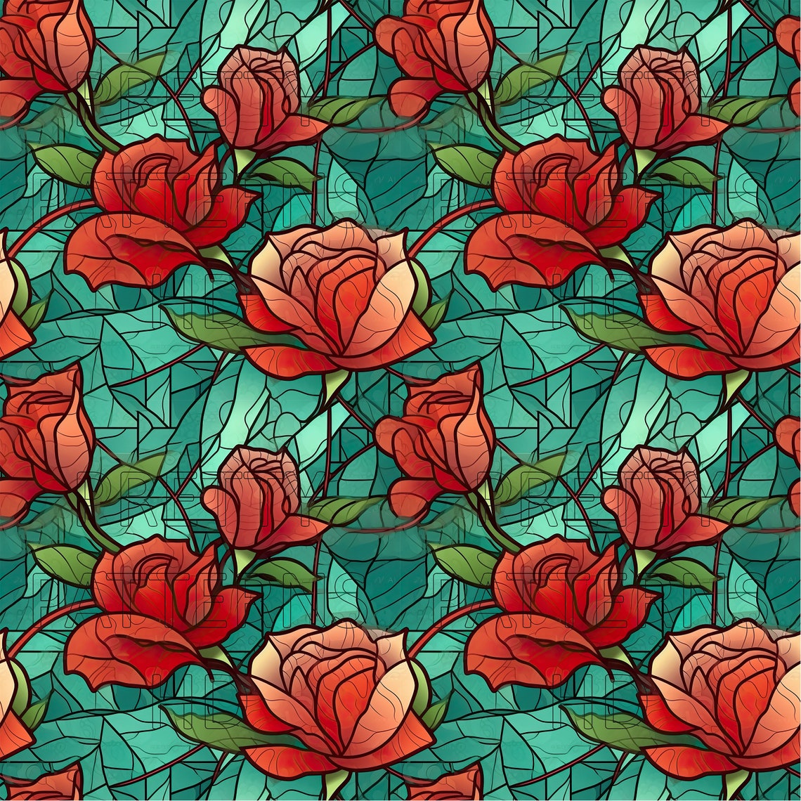 SG Roses #1 - 4 Printable Scrapbook Sheets - Continuous Seamless ...