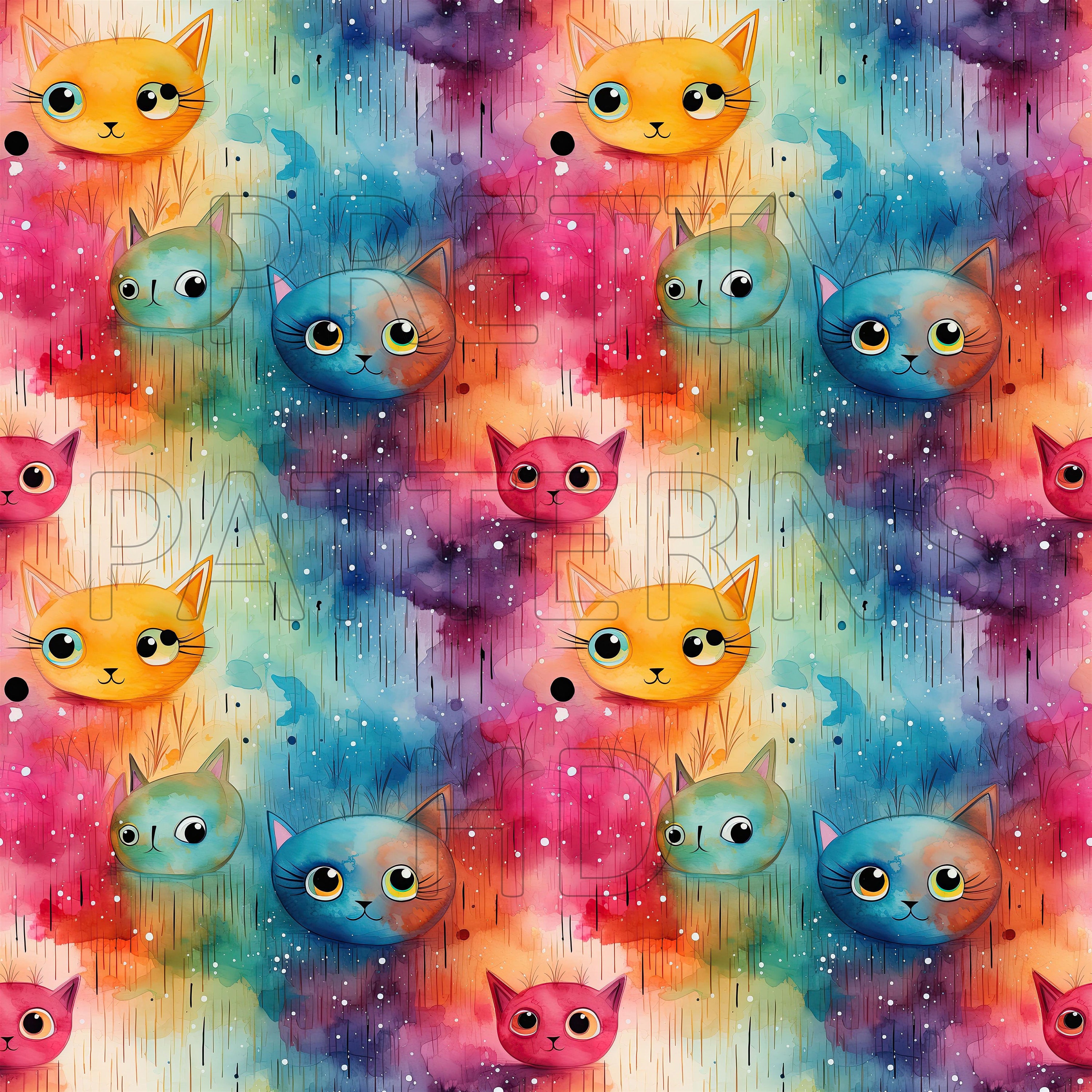 Cats #6 - 8 Printable Scrapbook Sheets - Seamless Tileable - Digital ...
