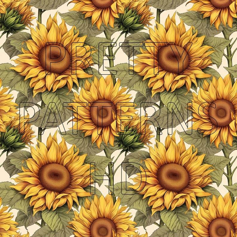 Illustrated Sunflowers 1 8 Printable Scrapbook Sheets - Etsy