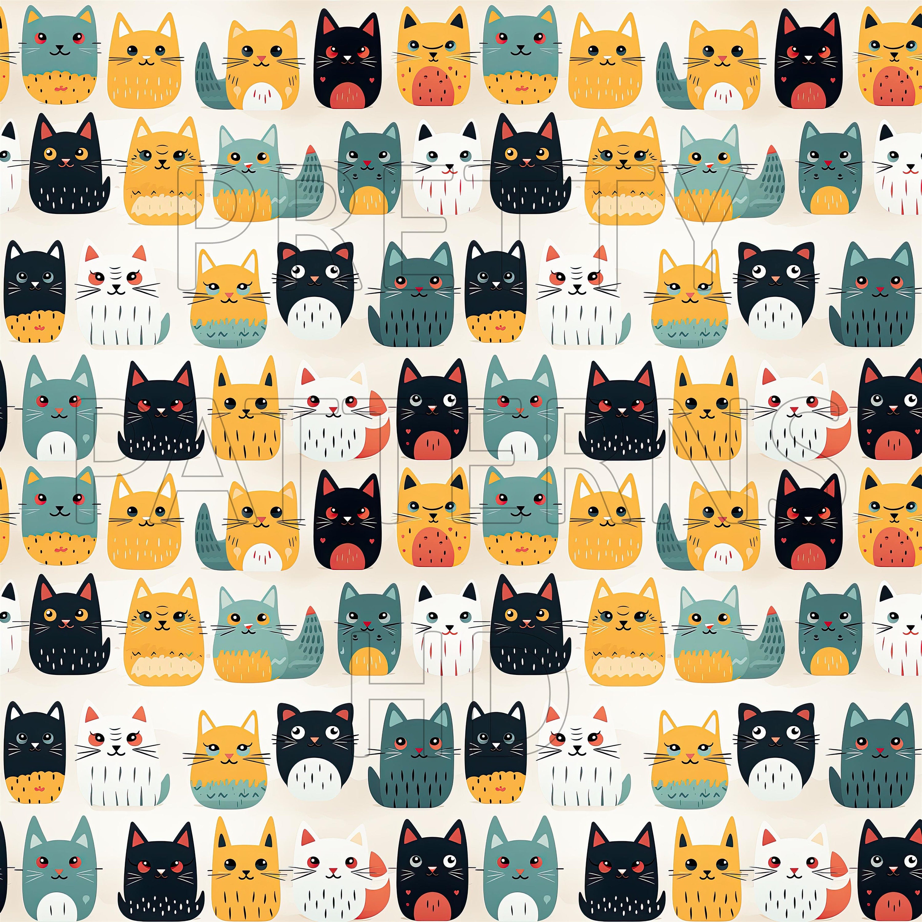 Cats #20 - 8 Printable Scrapbook Sheets - Seamless Tileable - Digital ...