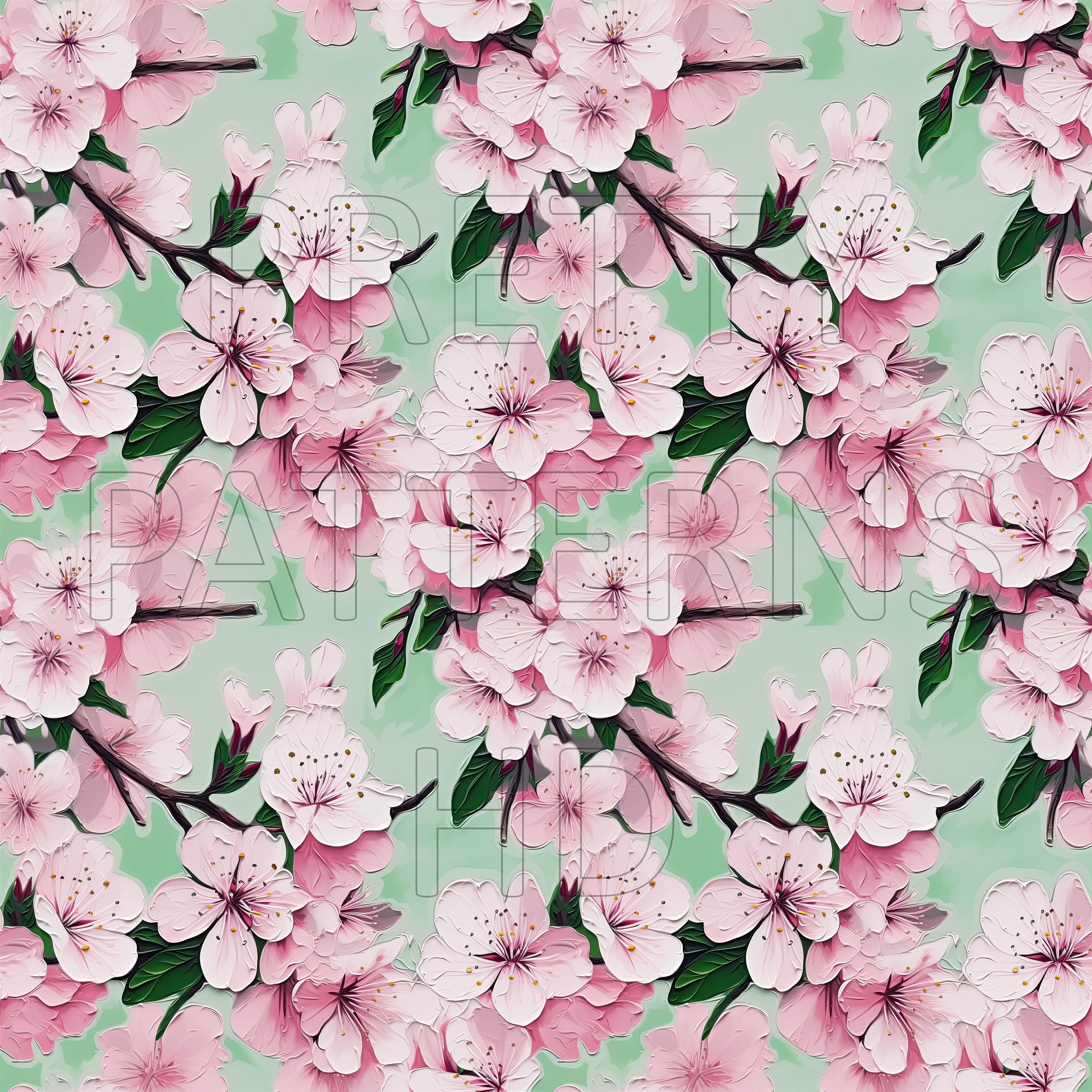 Impasto Cherry Blossom #2 - 8 Printable Scrapbook Sheets - Seamless ...