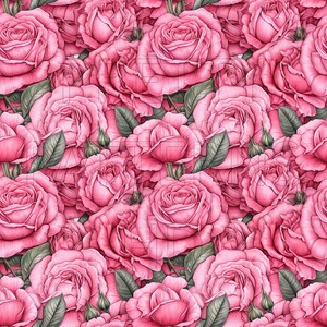 Illustrated Roses Pink #2 - 8 Printable Scrapbook Sheets - Seamless ...