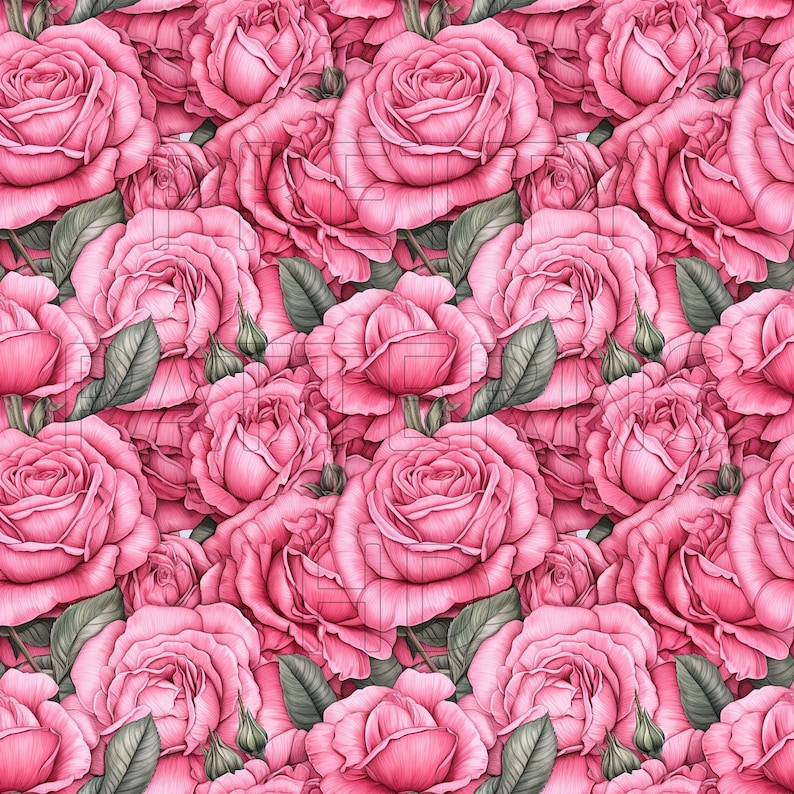 Illustrated Roses Pink 2 8 Printable Scrapbook Sheets - Etsy