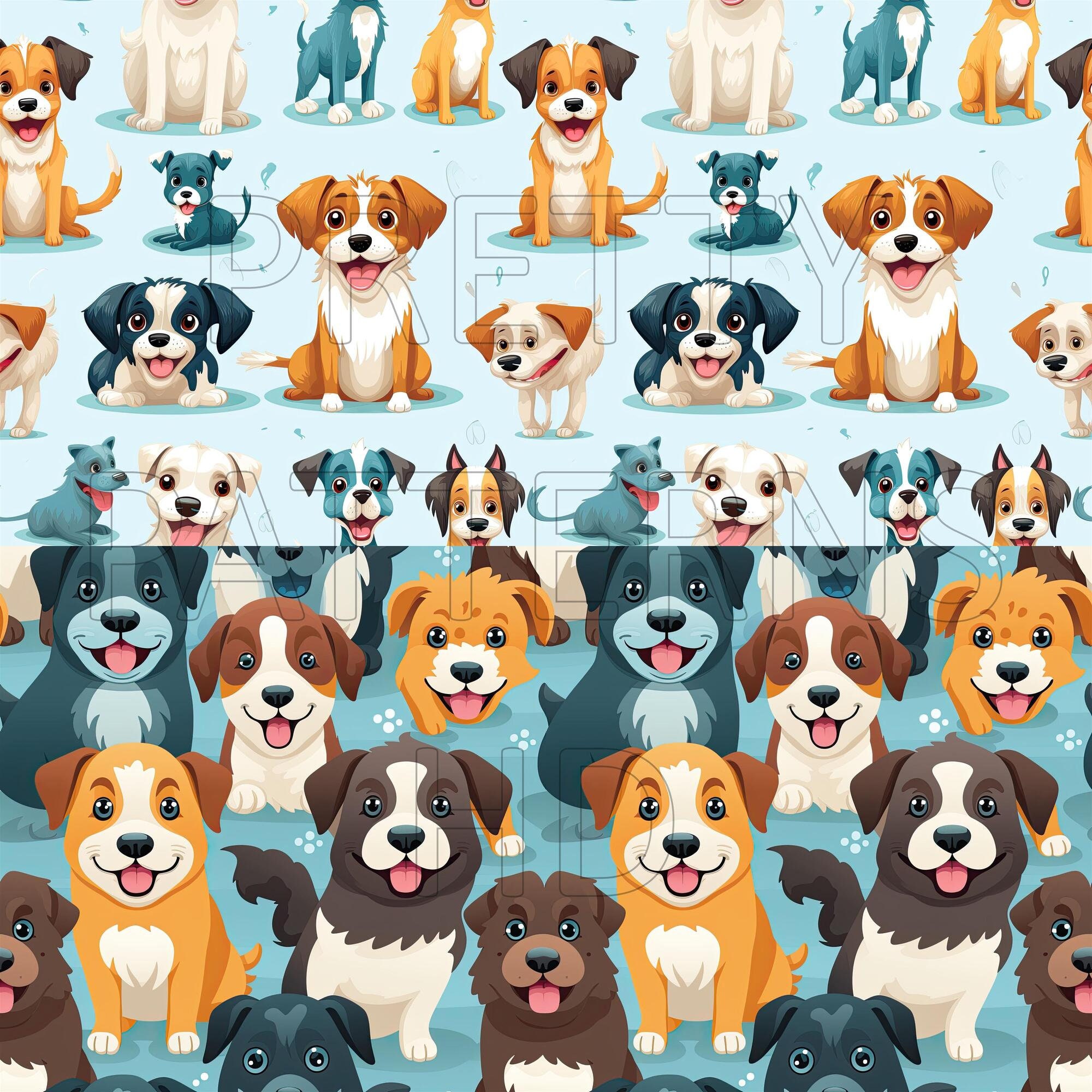 Cute Dogs #8 - 8 Printable Scrapbook Sheets - Seamless Tileable ...