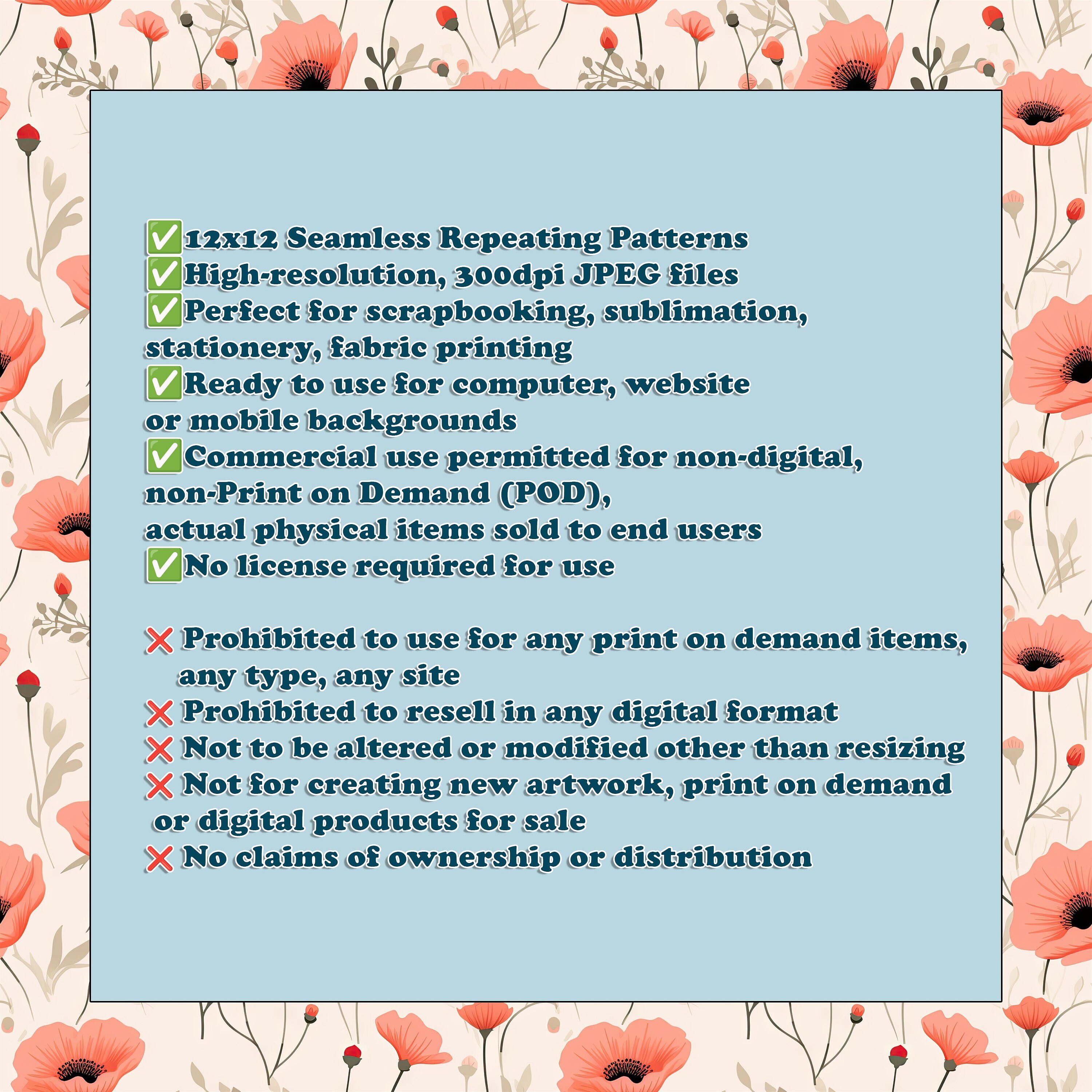 Pastel Flowers Poppies #1 - 8 Printable Scrapbook Sheets, Set of 8 ...