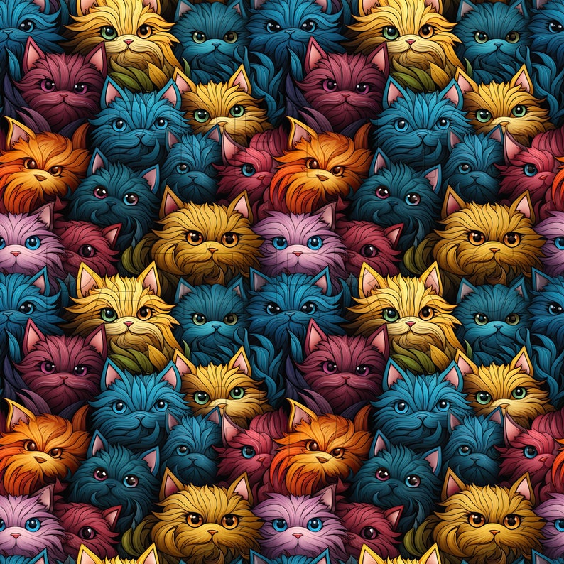 Cats #11 - 8 Printable Scrapbook Sheets - Seamless Tileable - Digital ...