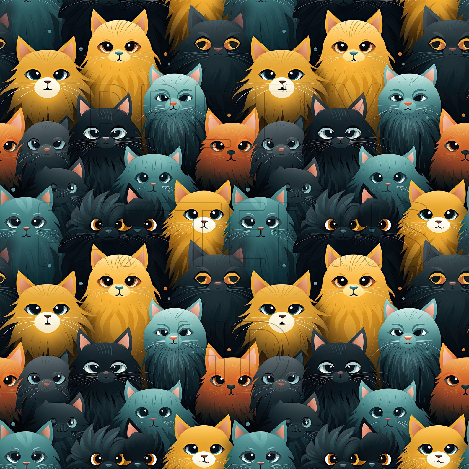 Cats #18 - 8 Printable Scrapbook Sheets - Seamless Tileable - Digital ...