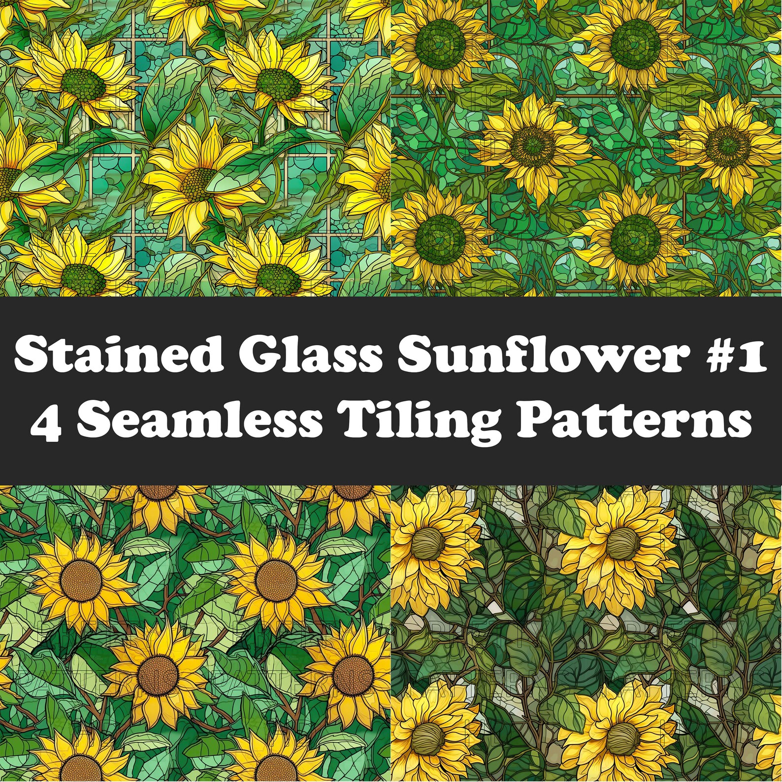 SG Sunflower #1 - 4 Printable Scrapbook Sheets - Continuous Seamless ...